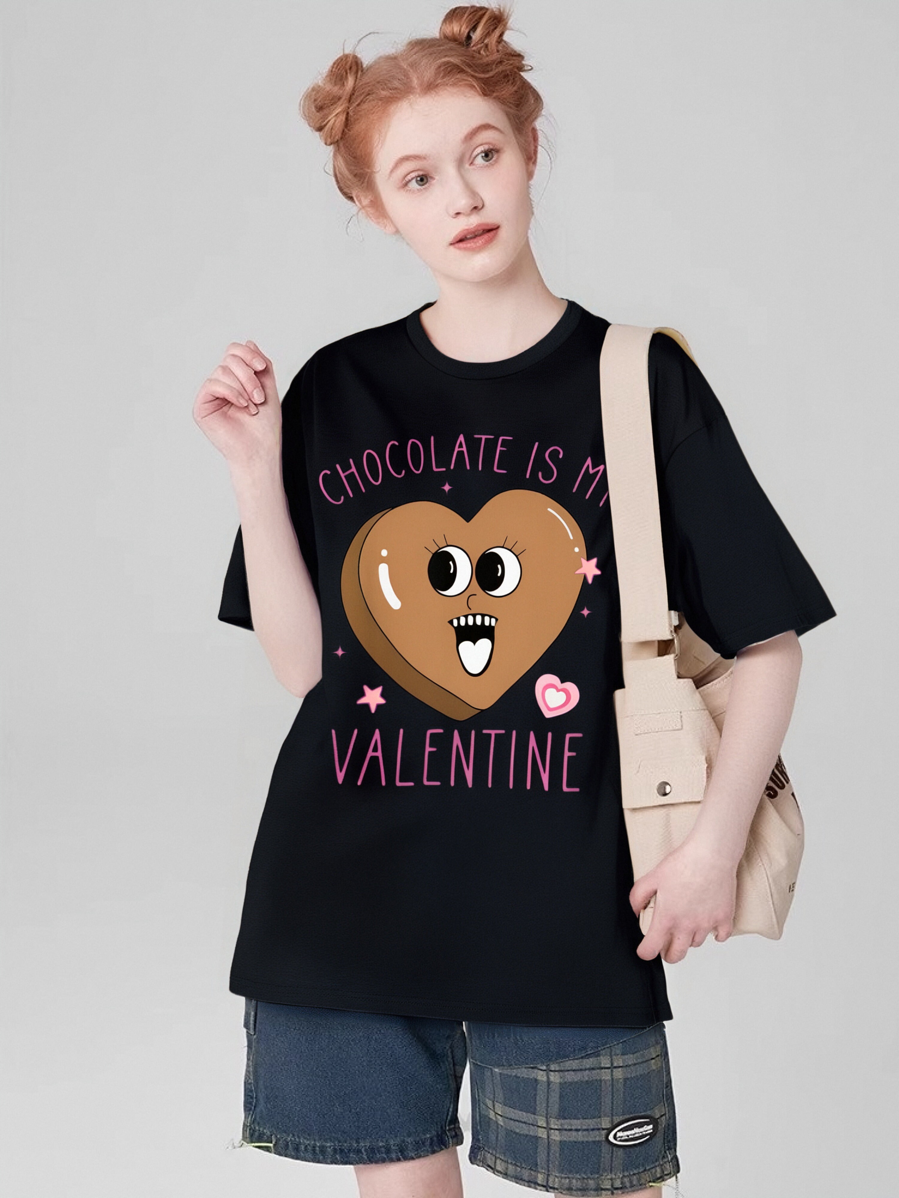 Chocolate Is My Valentine Graphic Tee - 100% Cotton Crew Neck T-Shirt ...