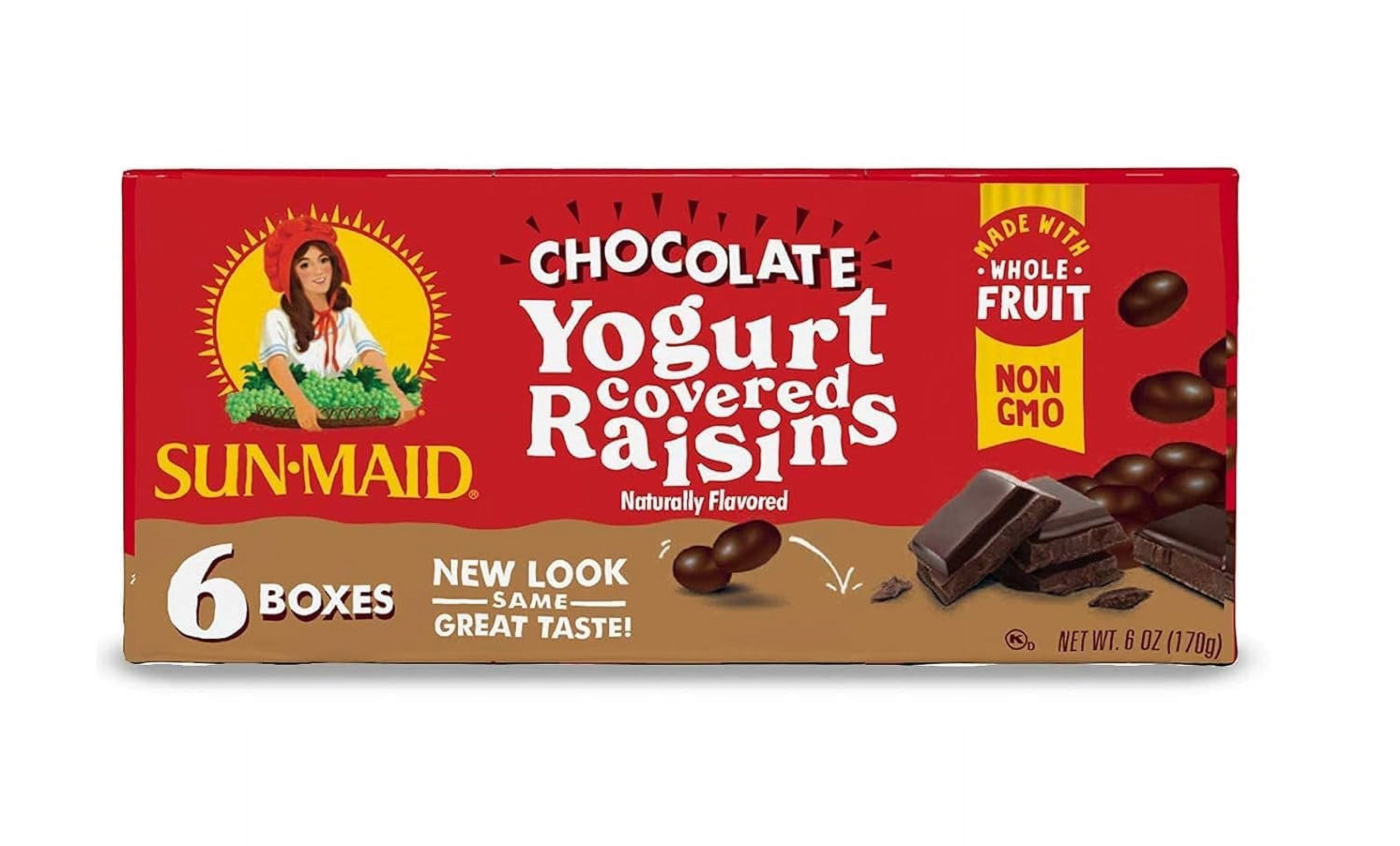 Chocolate Yogurt Coated Raisins - (6 Pack) 1 oz Snack-Size Box - Yogurt ...
