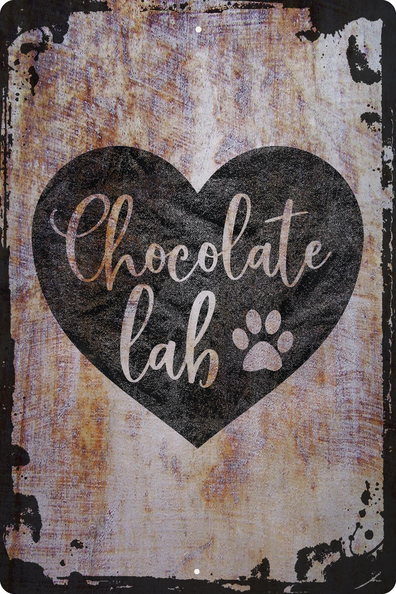 Chocolate lab heart paw print love dog breed cursive Beige Wall Art ...