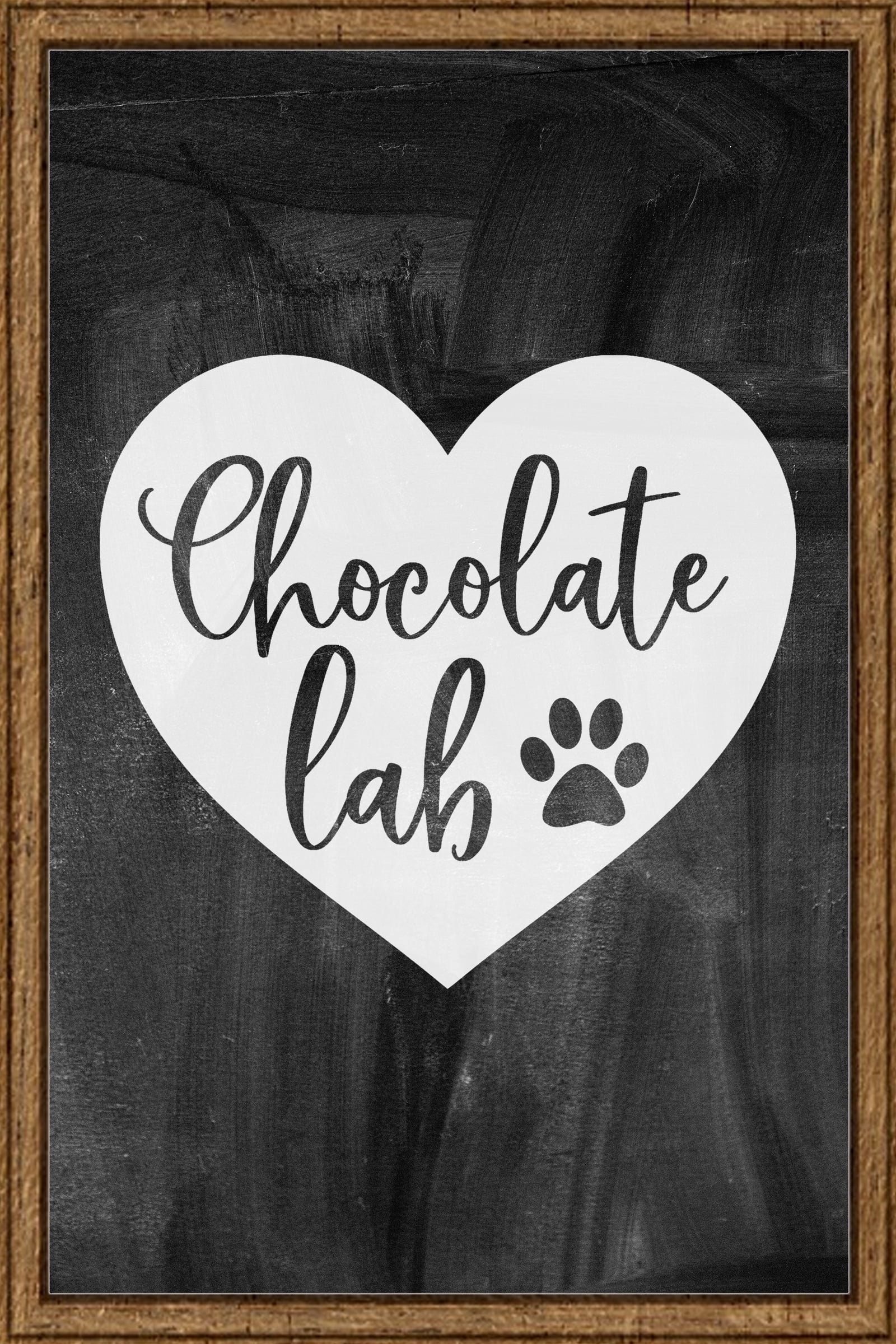 Chocolate lab heart paw print love dog breed cursive Tin Sign Chalk ...