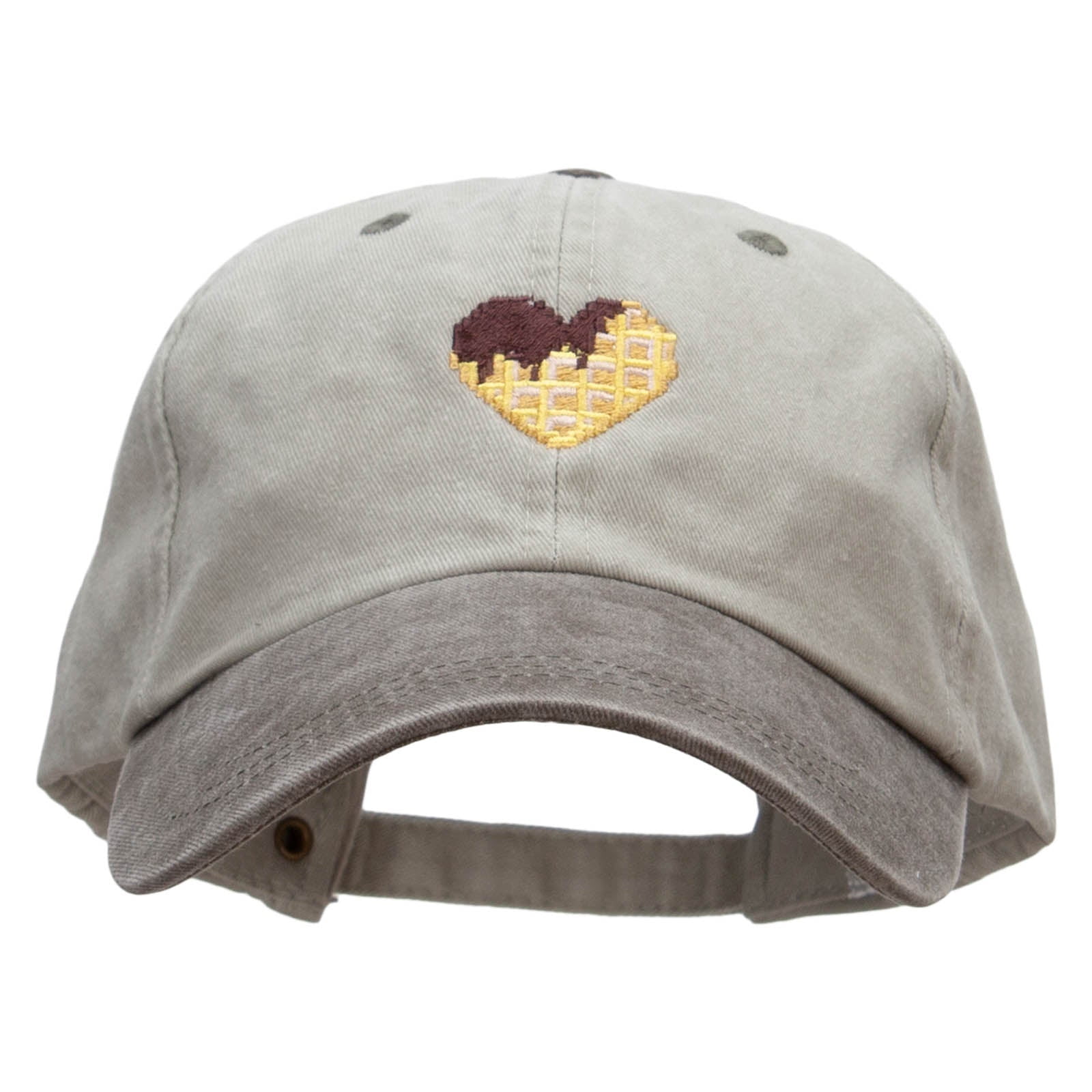 Chocolate on Waffle Embroidered Pigment Dyed Wash Cap - Beige Brown ...
