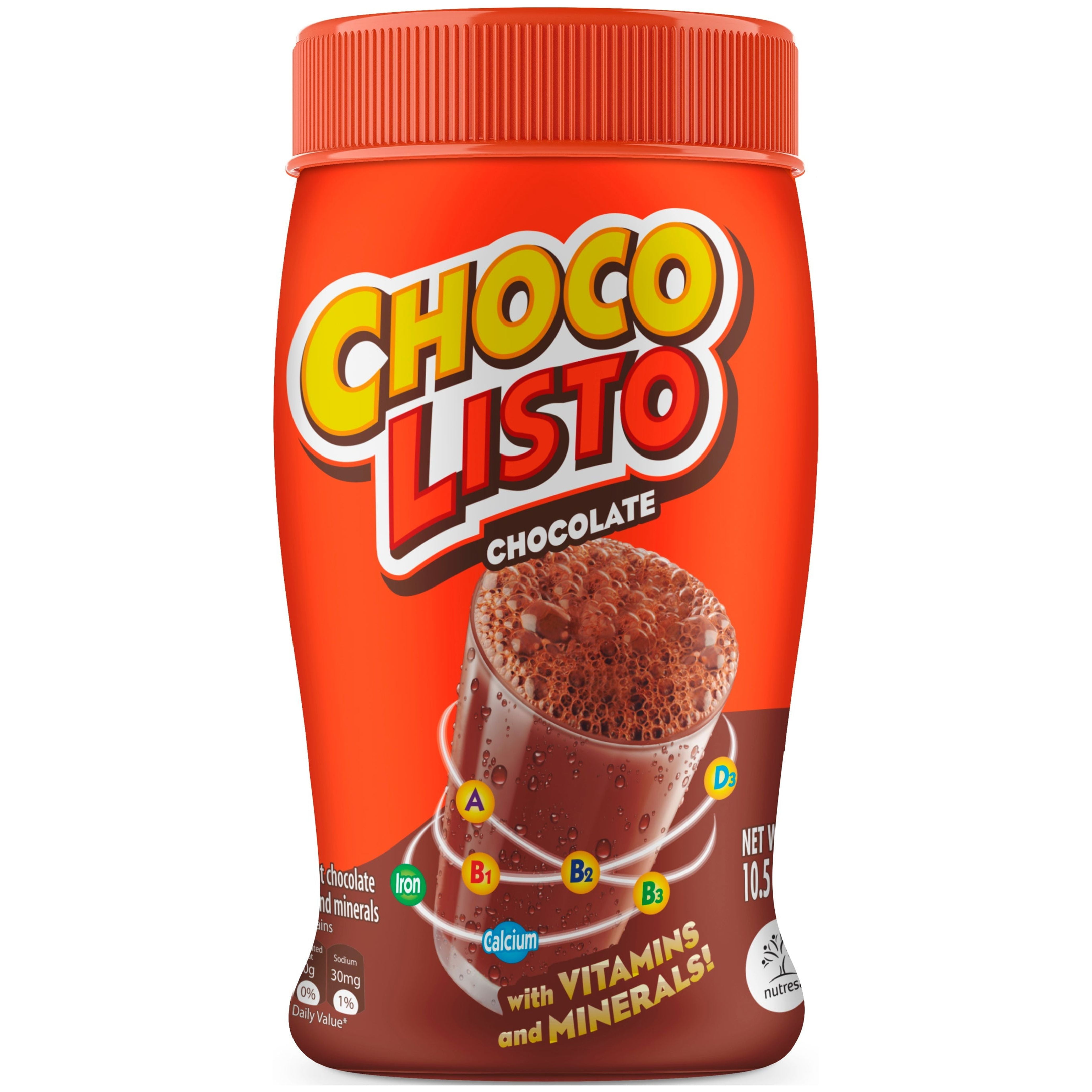 Chocolisto Instant Chocolate Powder Drink Jar, 10.5 oz, 10 Servings, 2 ...