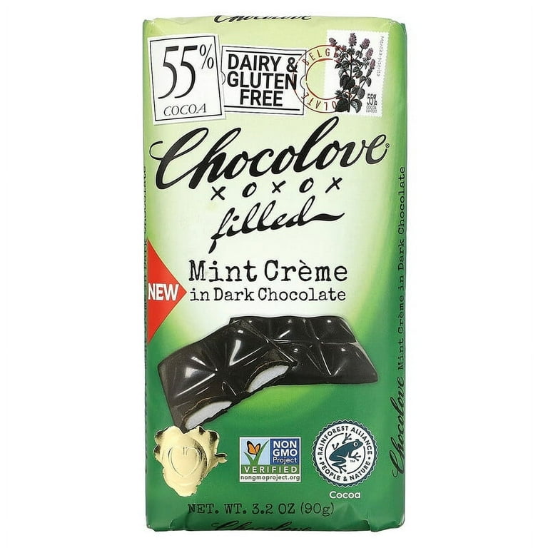 Chocolove, Filled Mint Creme in Dark Chocolate, 55% Cocoa, 3.2 oz