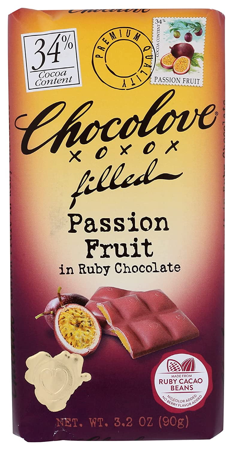 Chocolove Passion Fruit Filled Ruby Chocolate Bar, 3.2 Oz Pack Of 10 ...