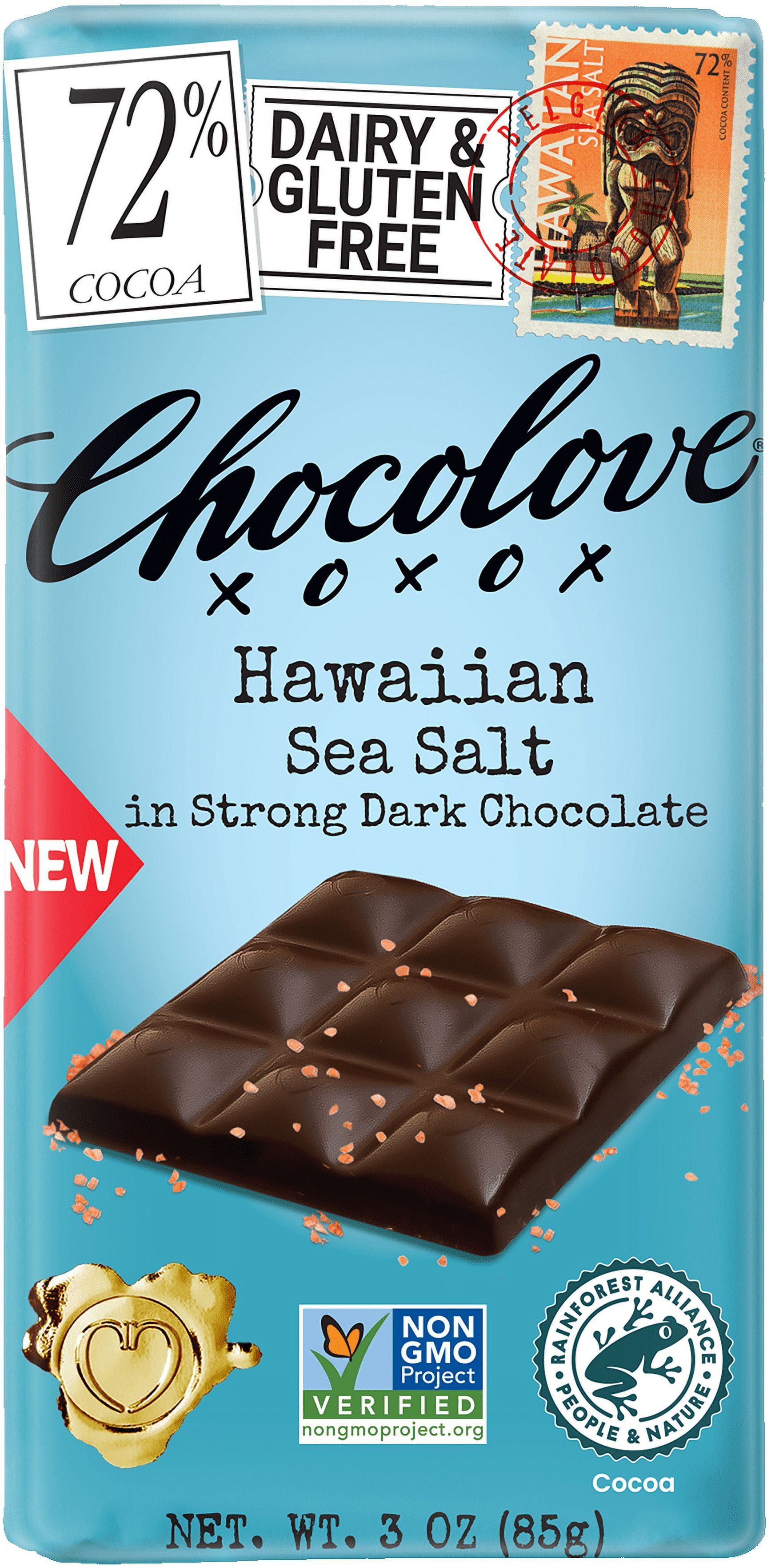 Chocolove Hawaiian Sea Salt in Strong Dark Chocolate 72% Cocoa Kosher ...
