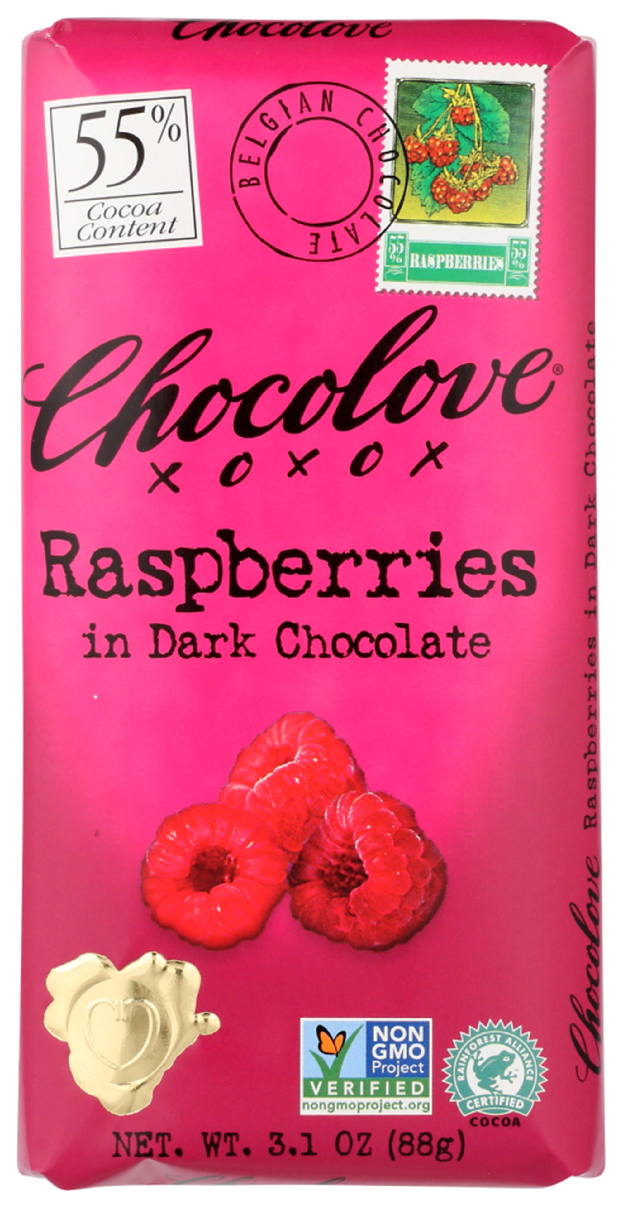Chocolove Raspberries in Dark Chocolate Bar 3.1 oz with Belgian dark ...