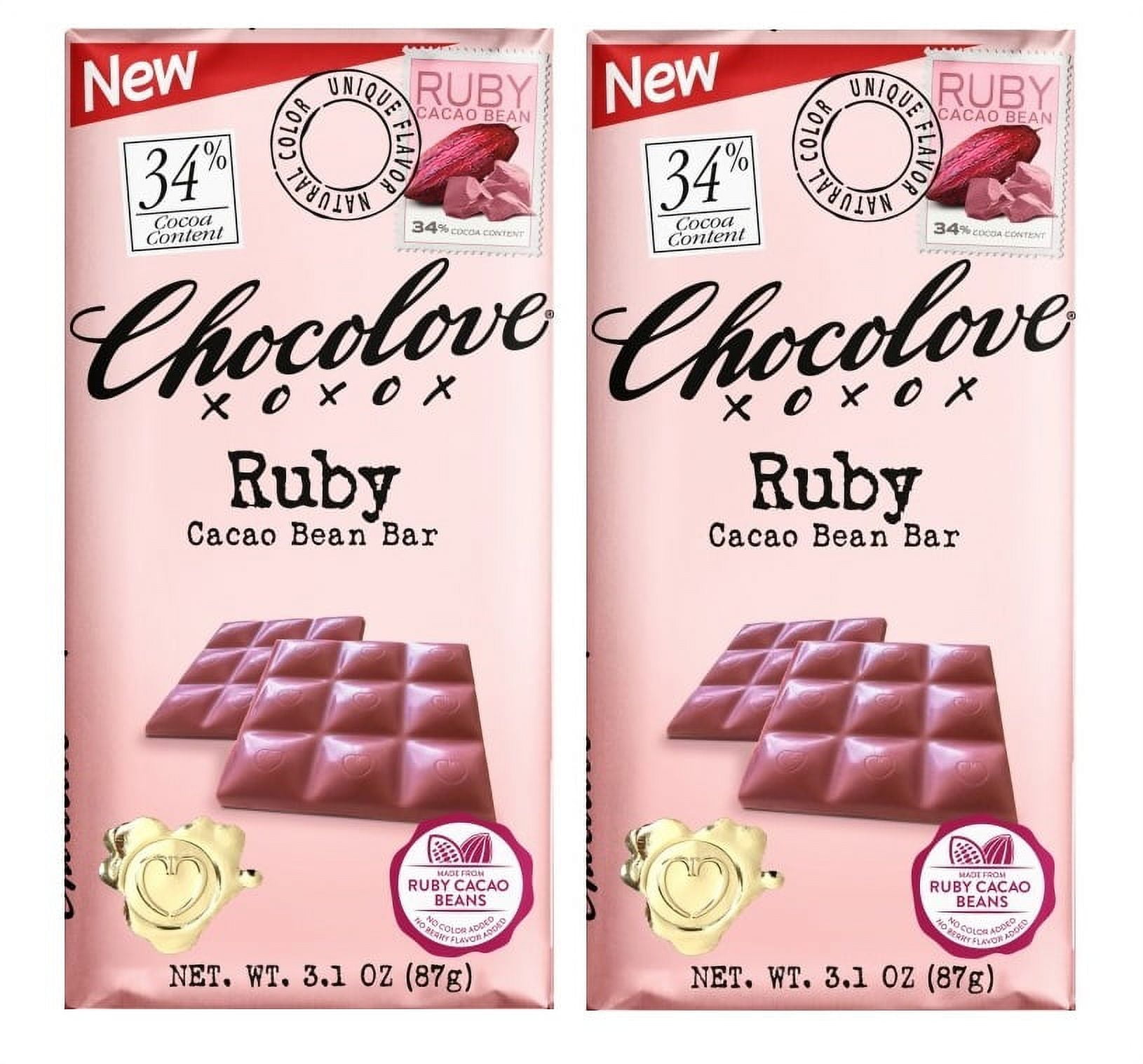 Chocolove Ruby Cacao bar (2 Bars) 34% cocoa 6.2oz | Milk chocolate ...