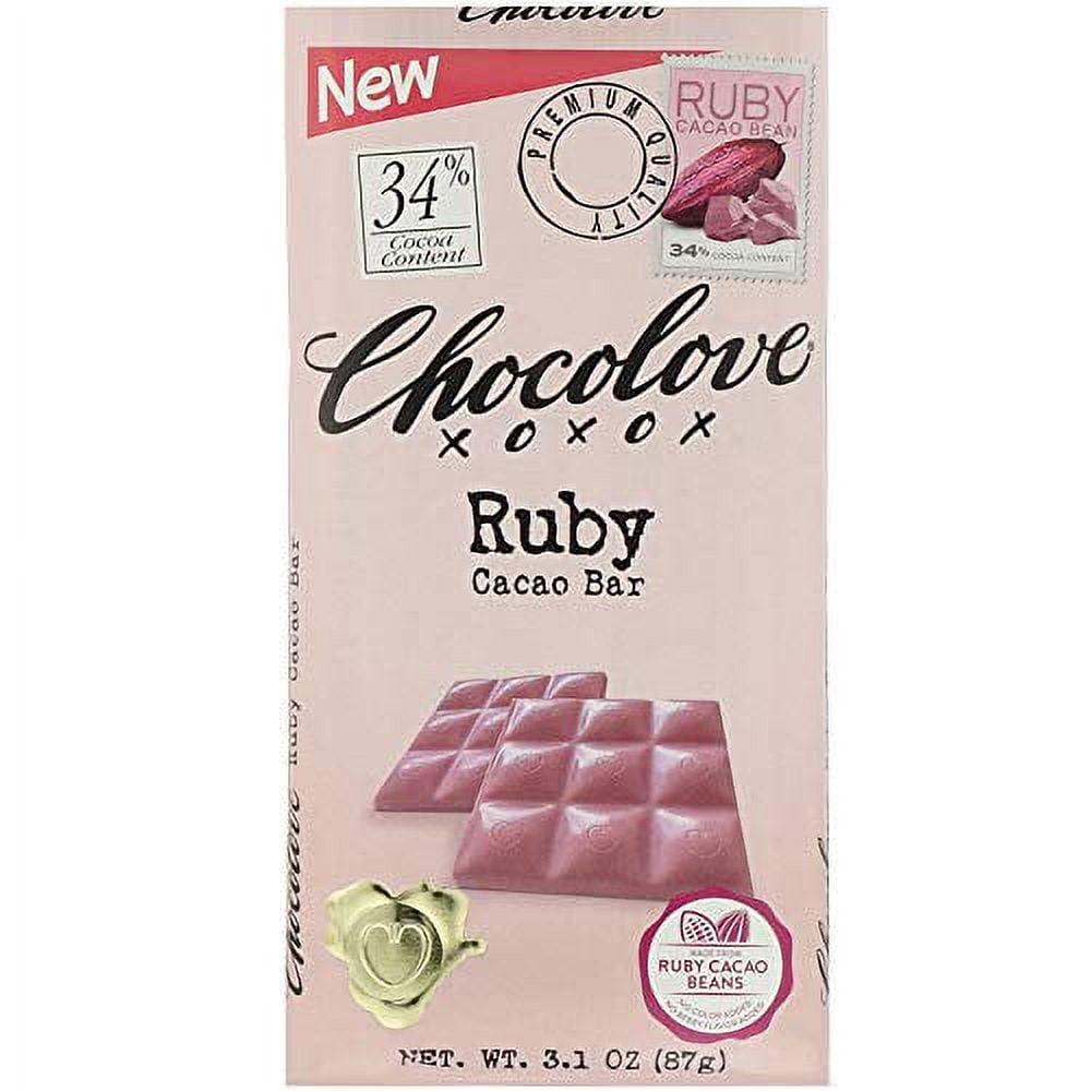 Chocolove Xoxox Bar Ruby Cacao Bean, 3.1 Oz Bundle of 4 | Milk ...