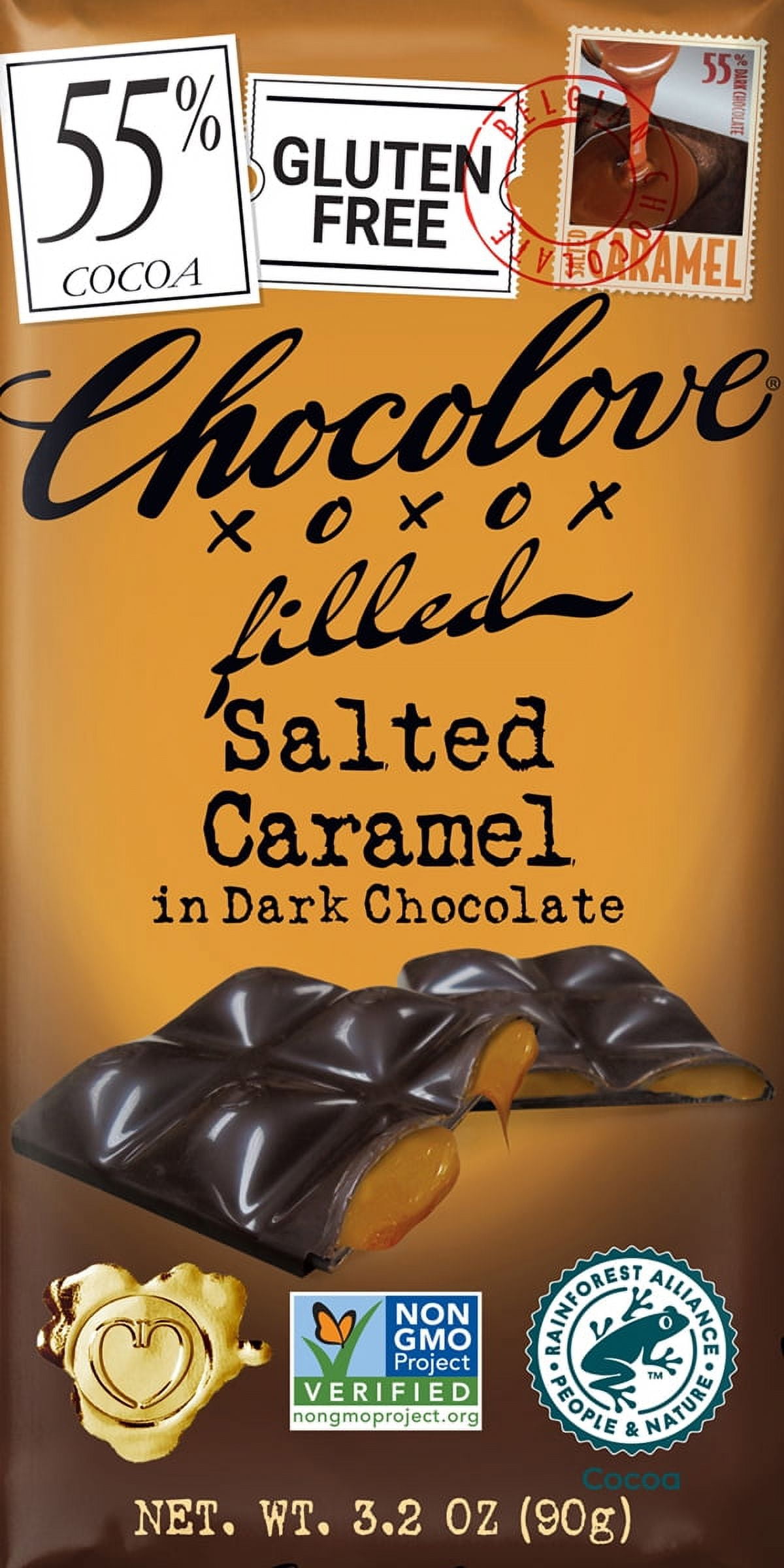 Chocolove Xoxox Salted Caramel in Dark Chocolate Bar, 3.2 Ounce -- 10 ...