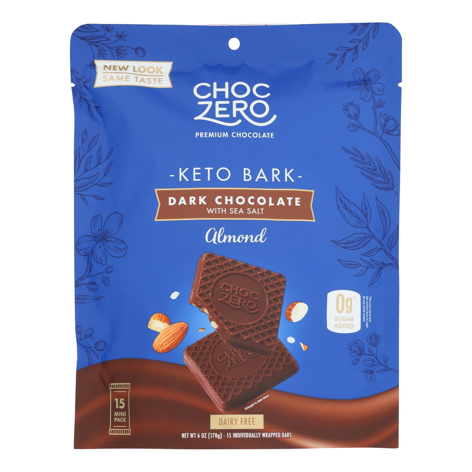 Choczero - Keto Bark Dark Chocolate Almonds - Case of 12-6 OZ - Walmart.com