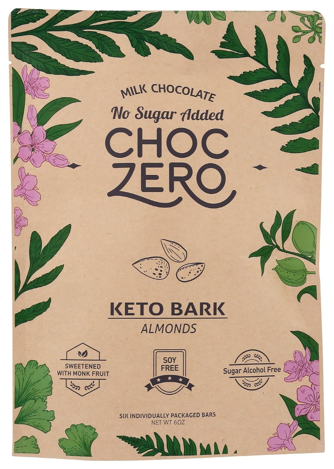 Choczero Milk Chocolate Almonds with Sea Salt Keto Bark, Sugar Free ...