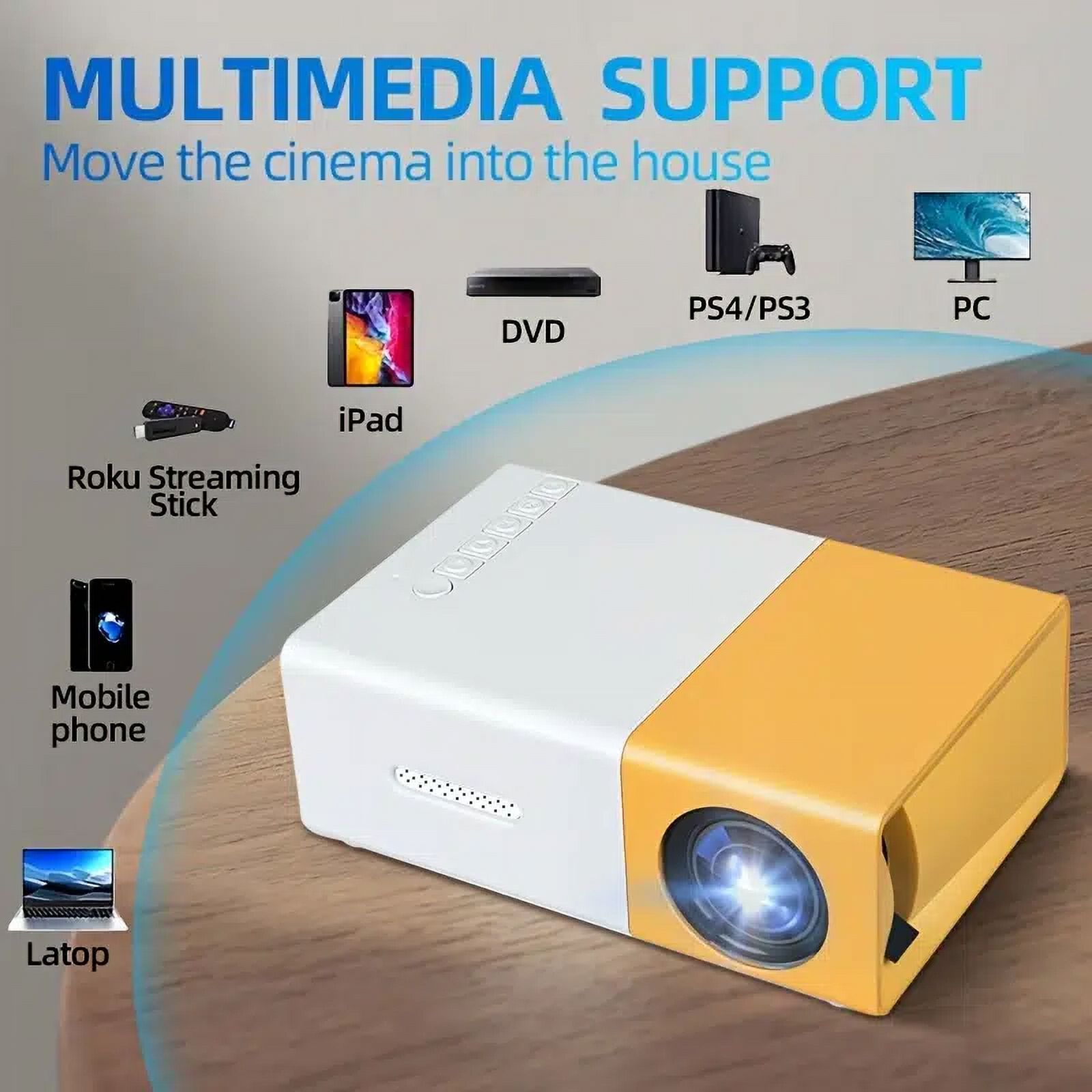 ChoenTod Mini Projector, Portable Projector For Cartoon, Kids Gift ...