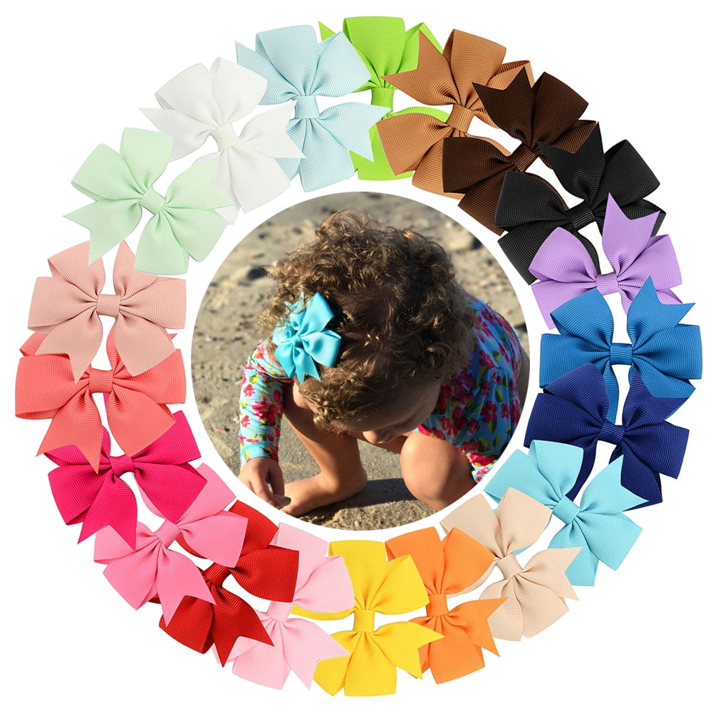 Choicbaby 20Pcs Hair Bow Clip Set,Kids' Grosgrain Ribbon Bowknot ...