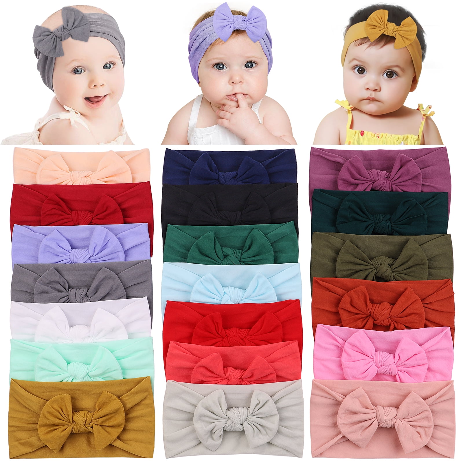 Choicbaby Multicolor Baby Girls Nylon Headbands Turban Hair Bows Hair ...