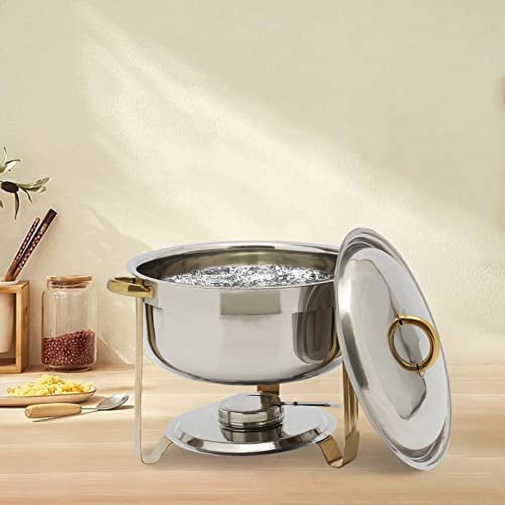 Choice 14.2 Qt Deluxe Round Gold Accent Soup Chafer - High-Capacity ...