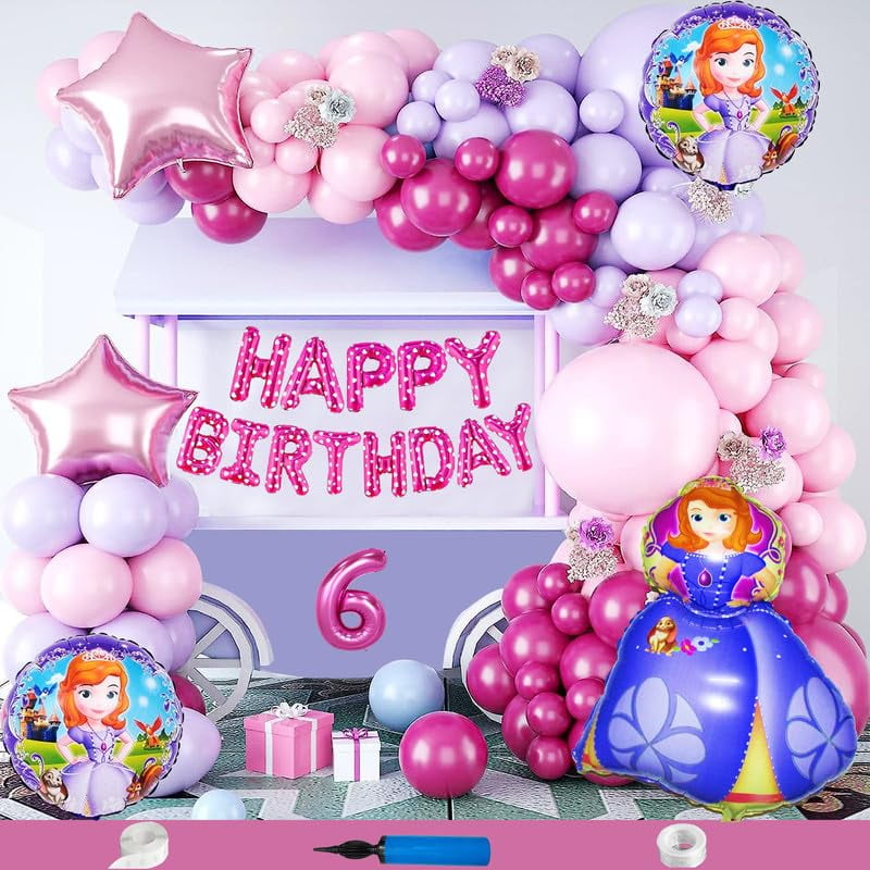 Choice Corner 6 year Happy Birthday Decoration Kit for Sofia Theme Combo Balloons With Happy ...