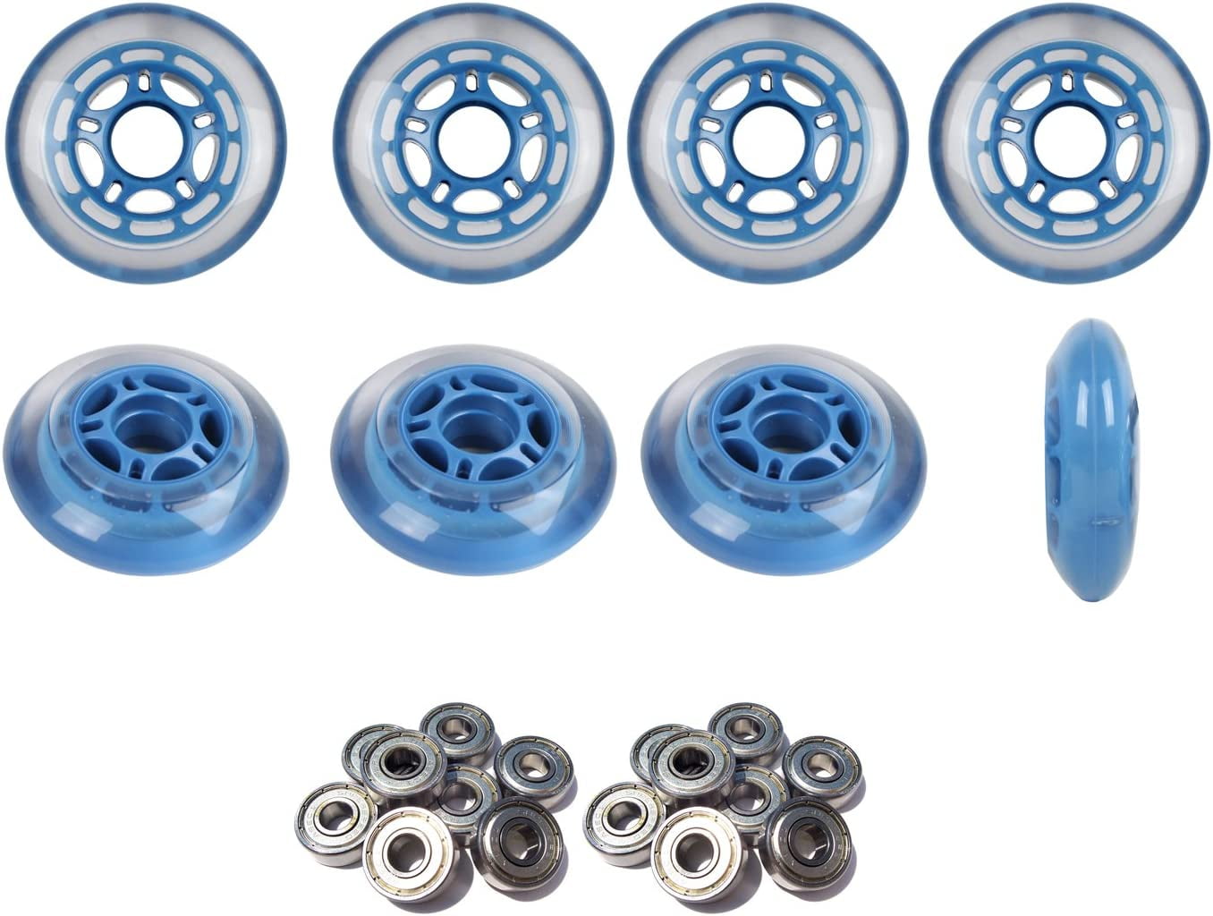 Choice Hockey Wheels 80mm 78A Soft Inline Skate Blue 8 Pack with ABEC 9 ...