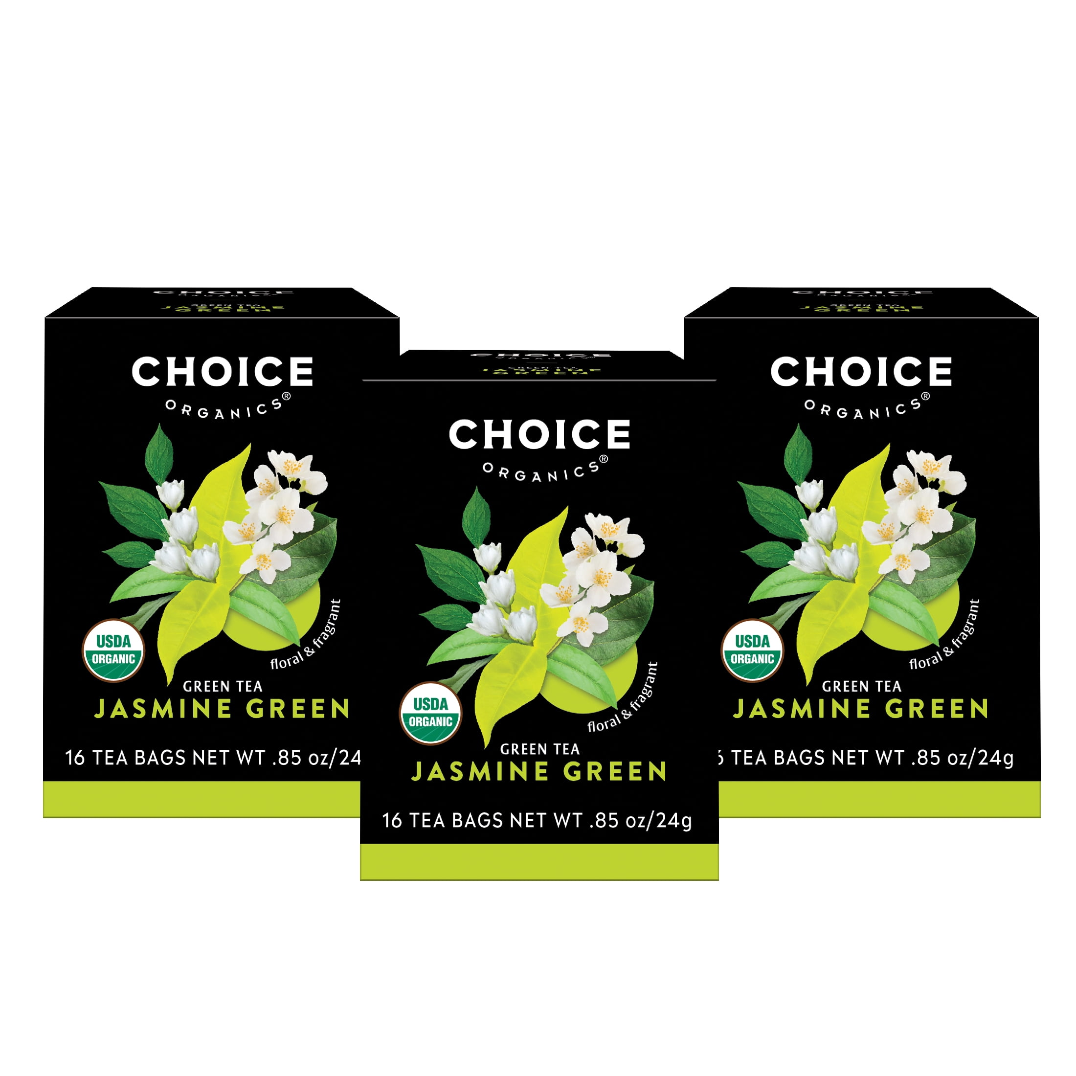 Choice Organics Jasmine Green Tea, Contains Caffeine, Green Tea Bags, 3 ...