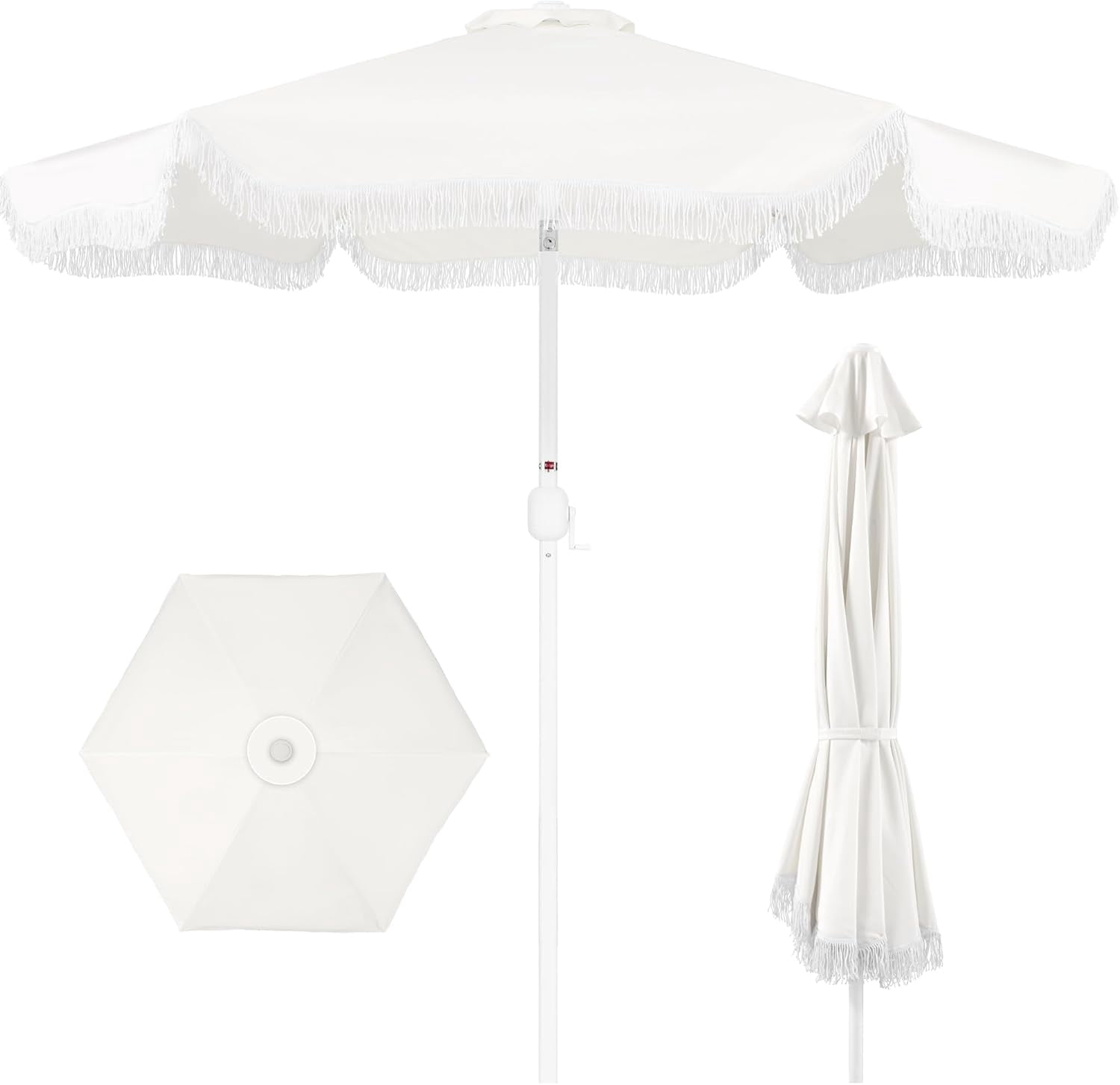 Choice Products 9ft Fringe Market Patio Umbrella – Outdoor Boho Tassel ...