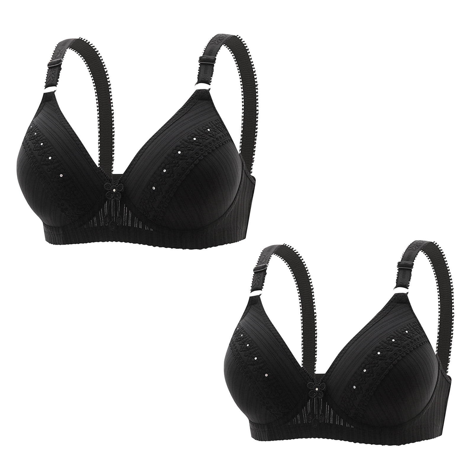 Choicegaecuw Womens Wireless Bras Plus Size Plain 2pc Comfy Breathable Bralette Push Up Figure