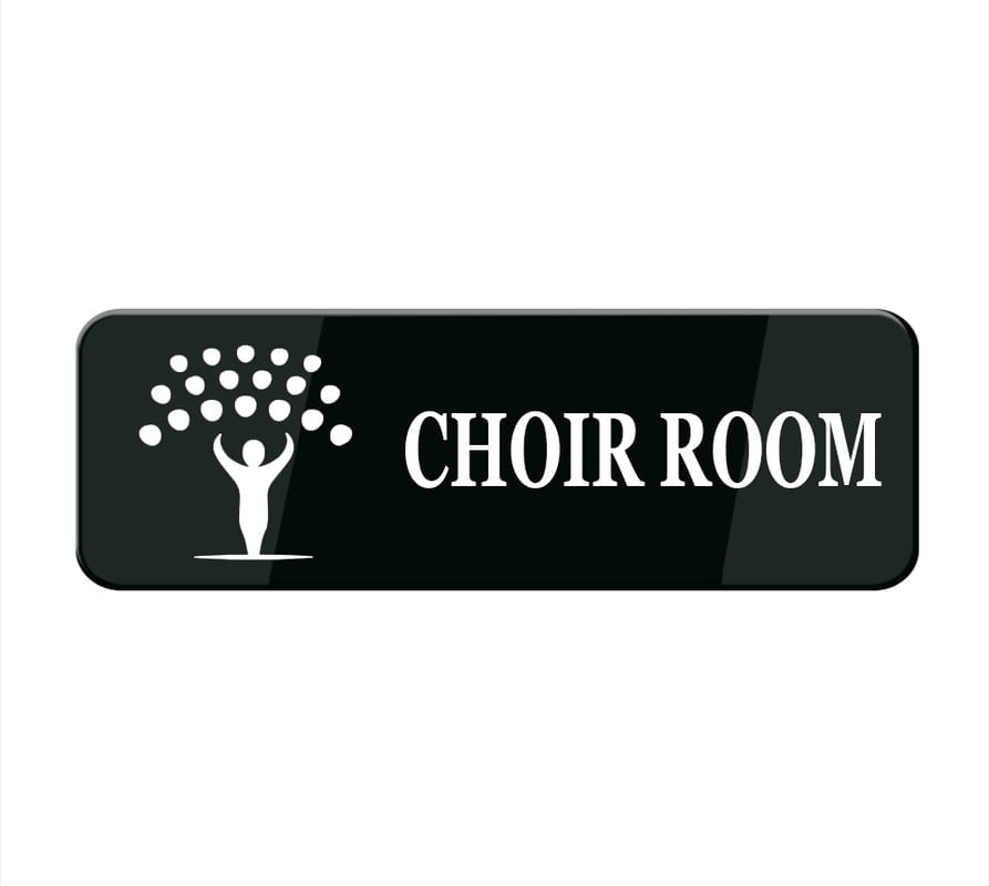 Choir Room Sign, 10 X 3 Inch Acrylic Plastic Sign With Symbols, Self ...