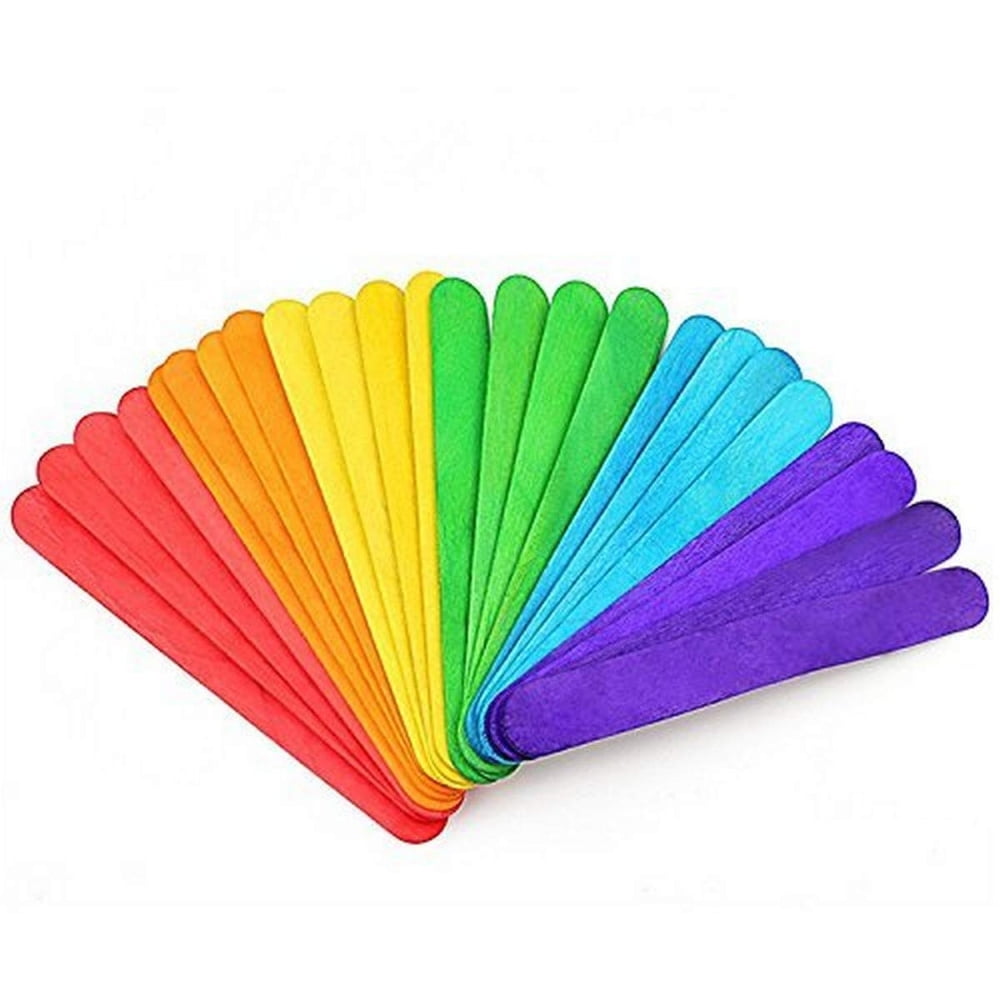 Chok 100 Pcs Colored Wooden Craft Sticks Wooden Popsicle Colored Craft ...