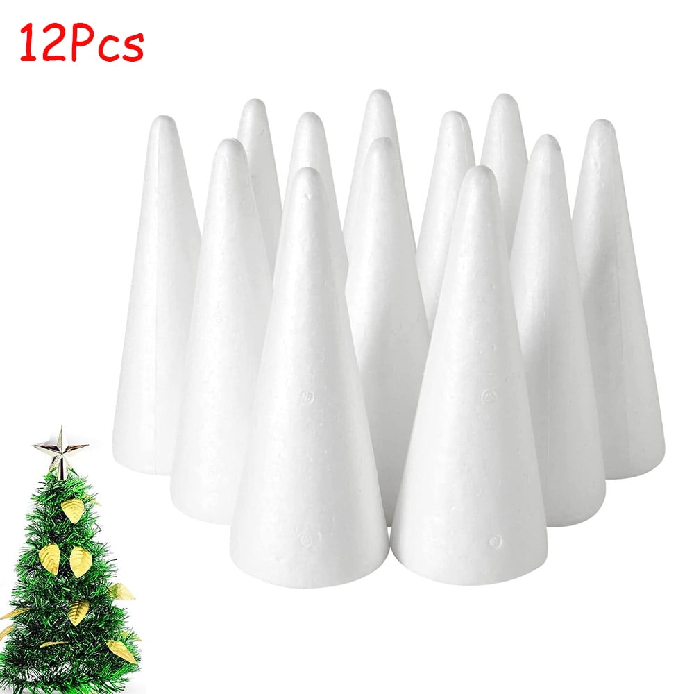Chok 12Pcs White Foam Tree Cones Polystyrene Cone Shaped Foams for DIY ...