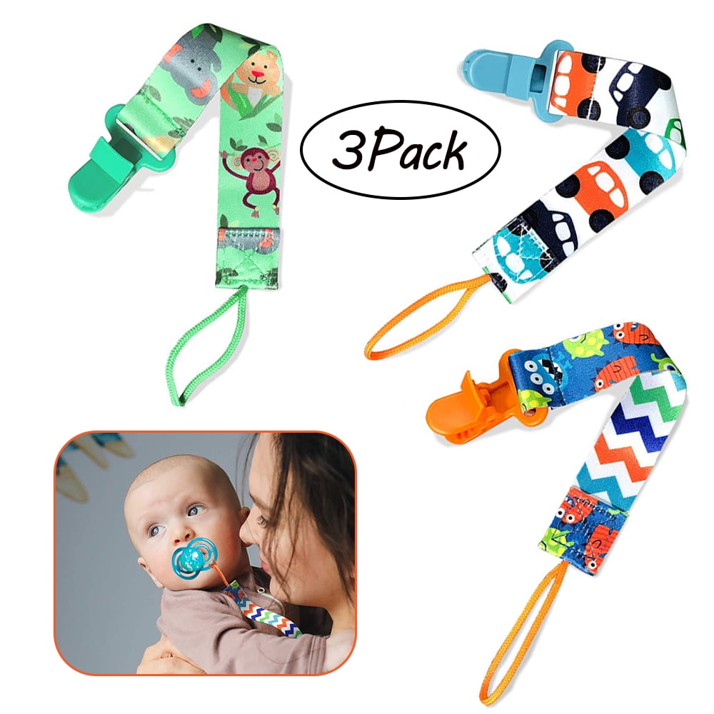 Chok 3 Pack of Pacifier Clips - Stylish Teething Ring Pacifier Holder ...