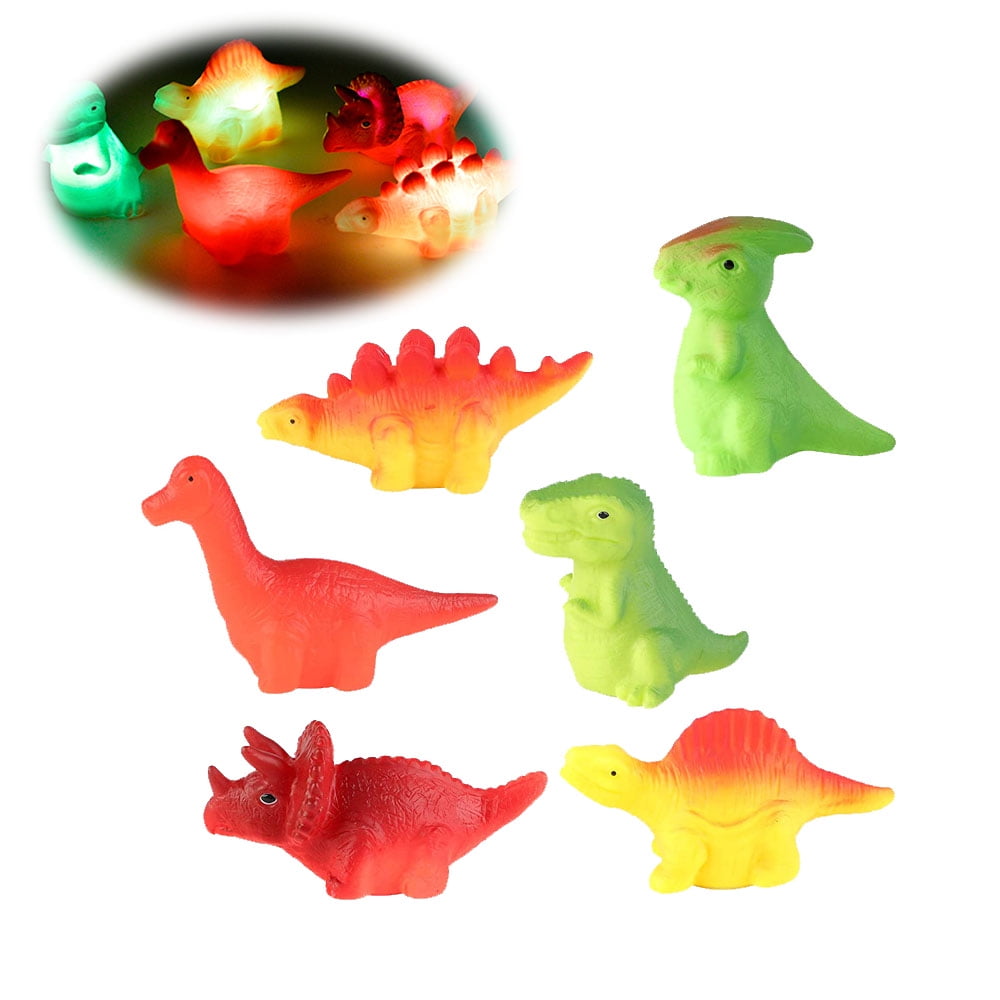 Chok 6 Pieces LED Light Up Dinosaur Baby Bath Toys LED Floating Rubber ...