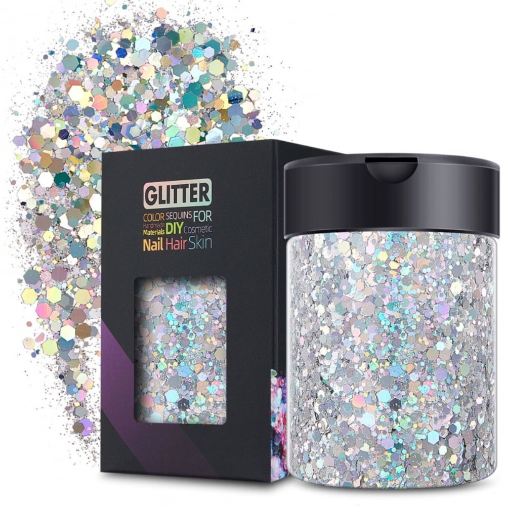 Chok Holographic Glitter, 100g Silver Resin Glitter for Epoxy Holiday ...