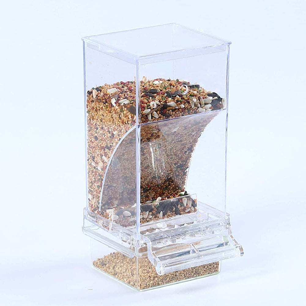 Chok No Mess Bird Cage Feeder Automatic Parrot Seed Feeders with Acrylic Transparent Seed Food ...