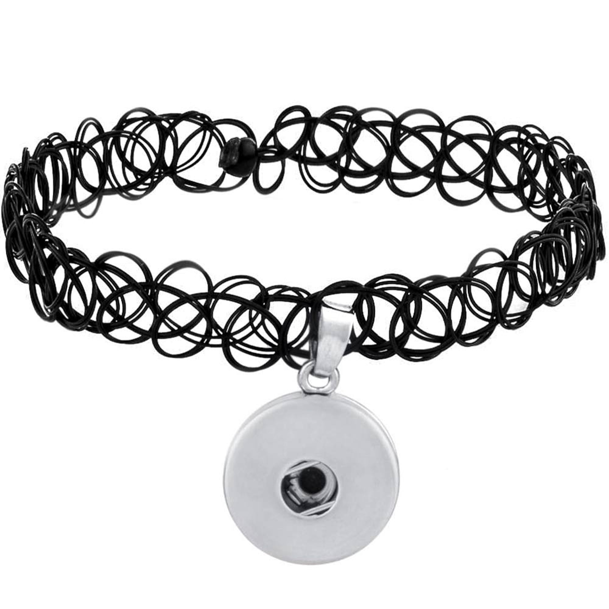 Snap Jewelry Choker Stretch Necklace, Black, Fits 18MM 20MM Ginger ...