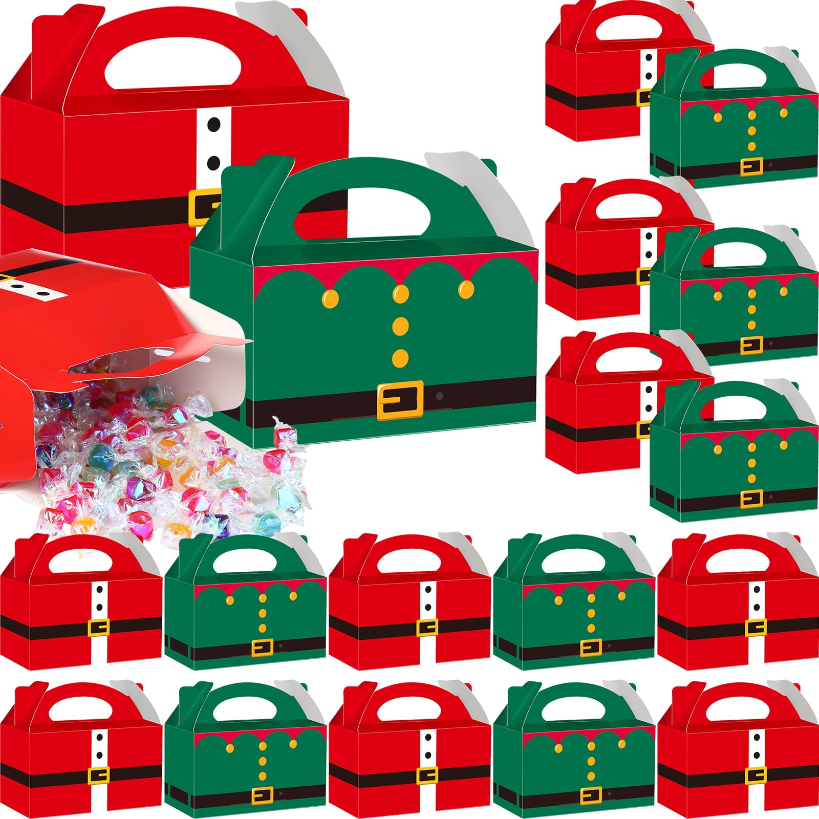 Cholemy 100 Pieces Christmas Gift Boxes 3D Xmas Paper Cardboard Treat ...