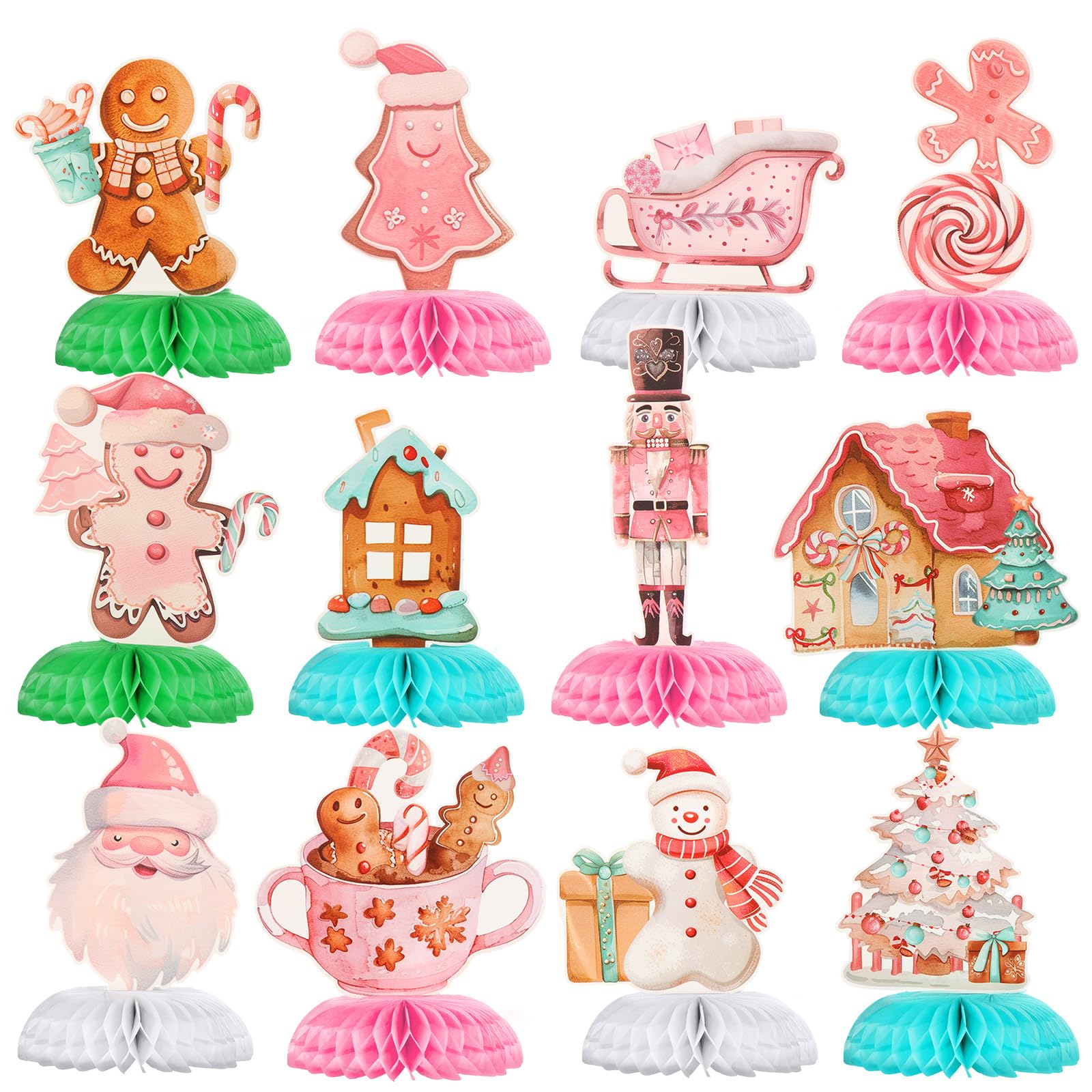 Cholemy 12 Pcs Christmas Gingerbread Honeycomb Centerpieces Gingerbread ...