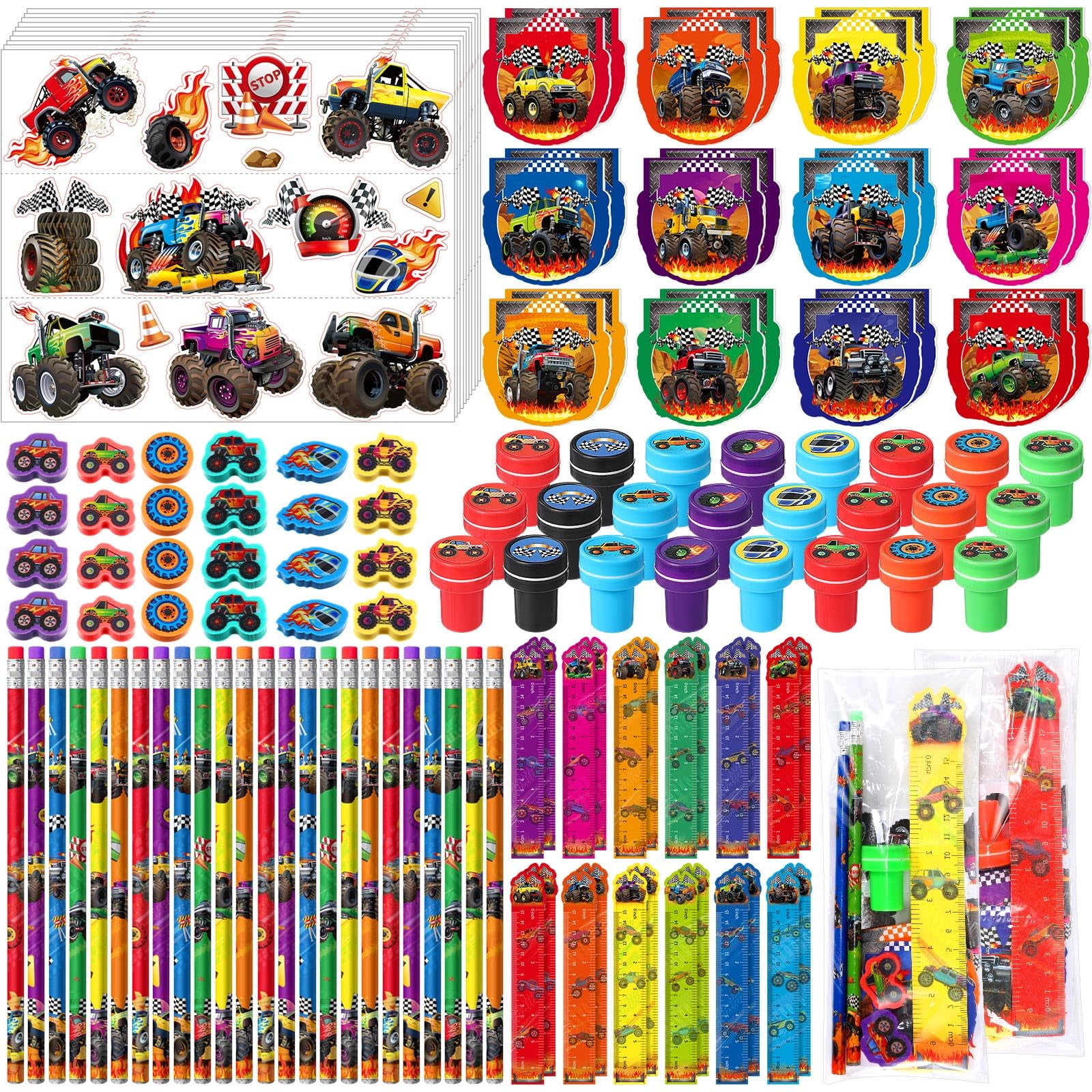 Cholemy 168 Pcs Monster Truck Party Favors Supplies Monster Truck ...