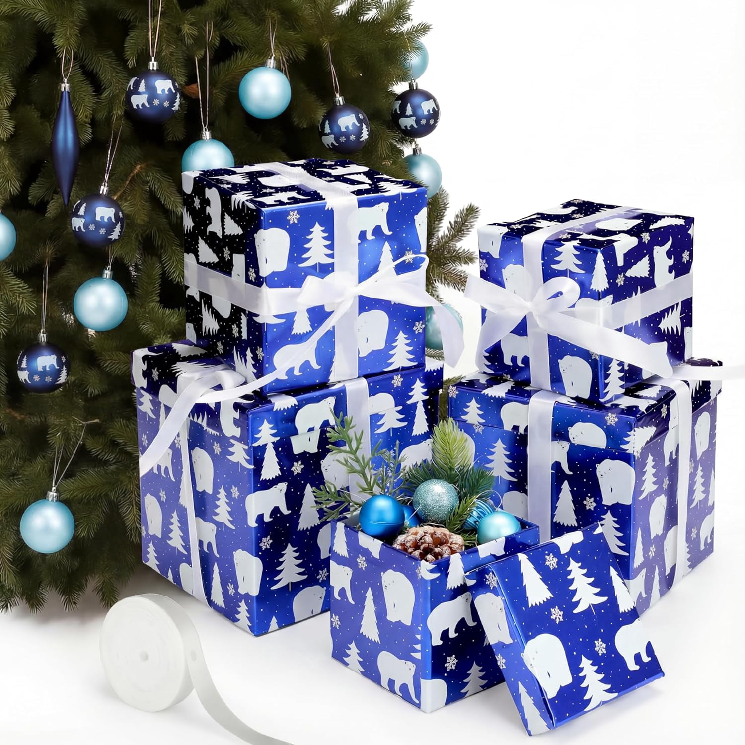 Cholemy 5 Pcs Christmas Nesting Gift Box with Lid Square Assorted Size ...