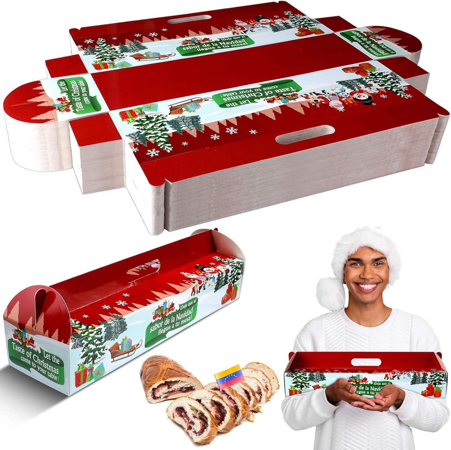 Cholemy Christmas Ham Bread Box Container 18" x 4.75" x 3" Paperboard ...