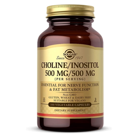 Solgar Choline/Inositol, 100 Gluten-Free Vegetable Capsules - Walmart.com