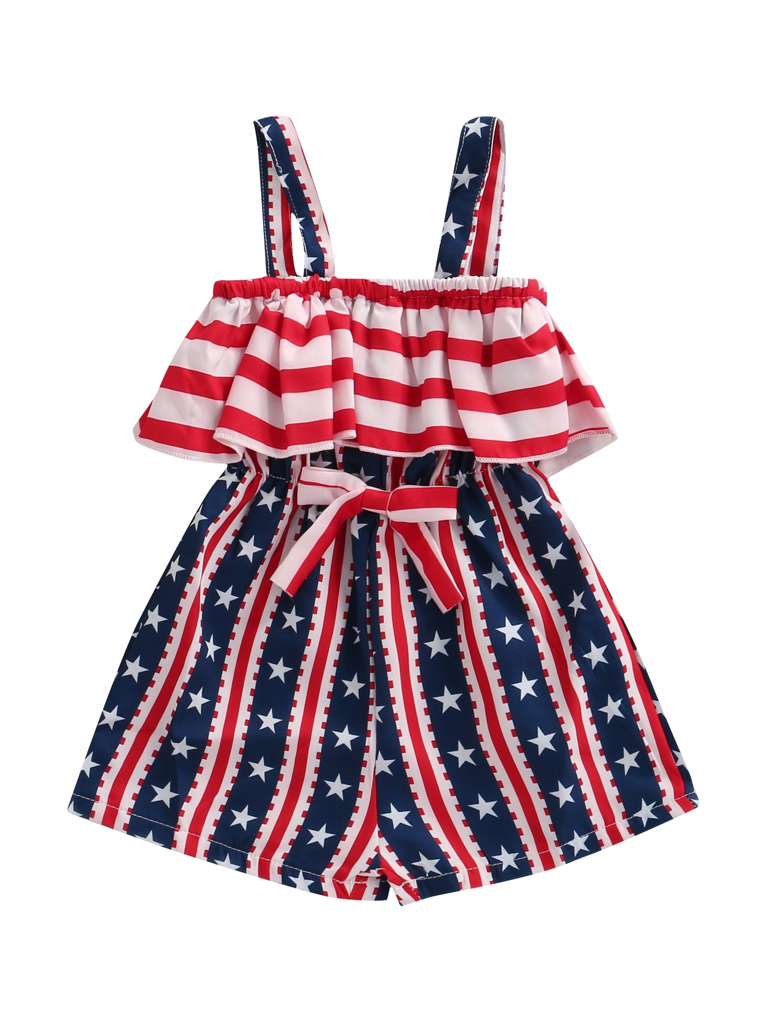 Chollius Girl 4th of July Summer Romper American Flag Bodysuit Jumpsuit ...