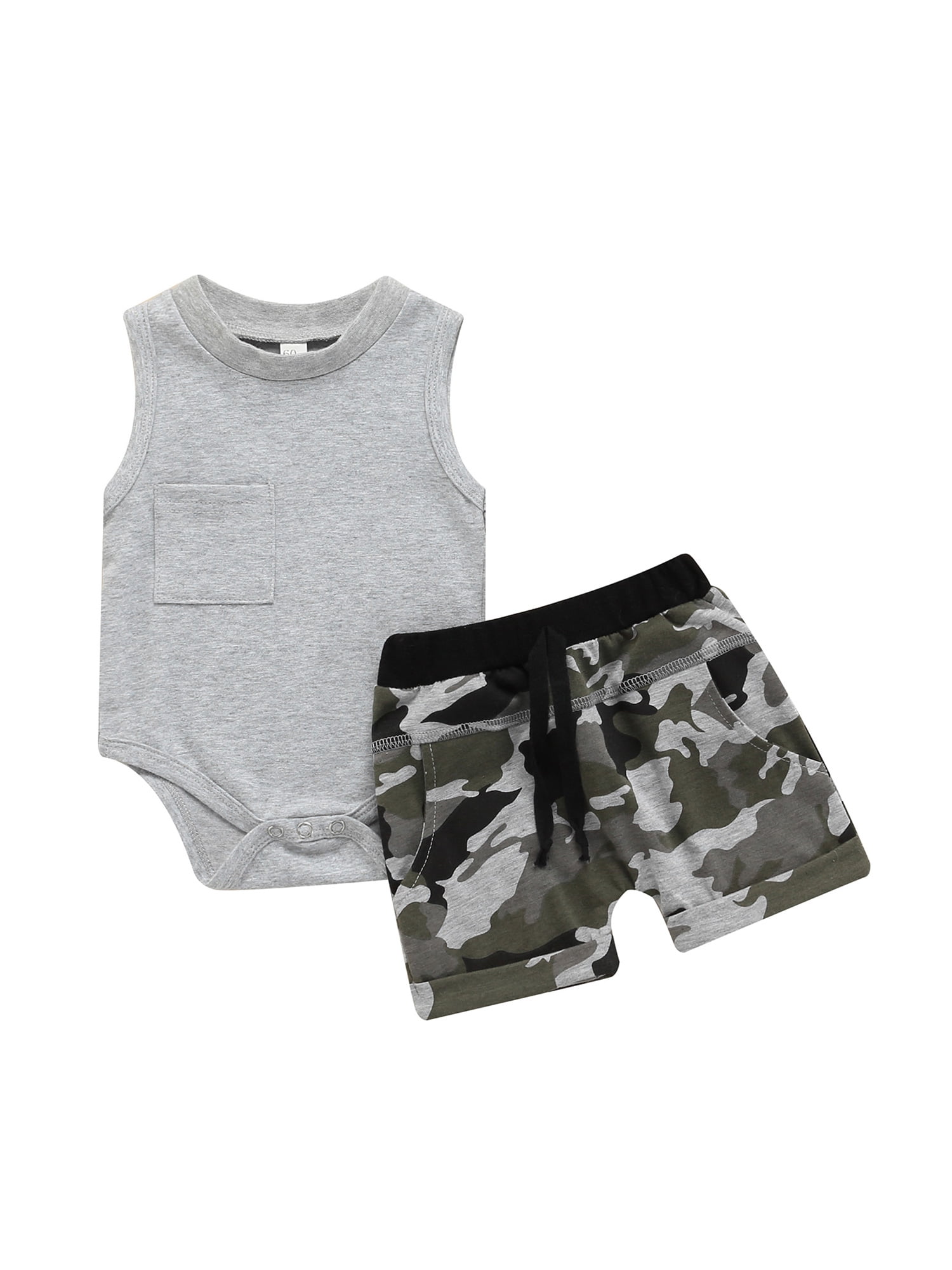 Chollius Newborn Infant Baby Boys Summer Outfits Sleeveless Round Neck ...