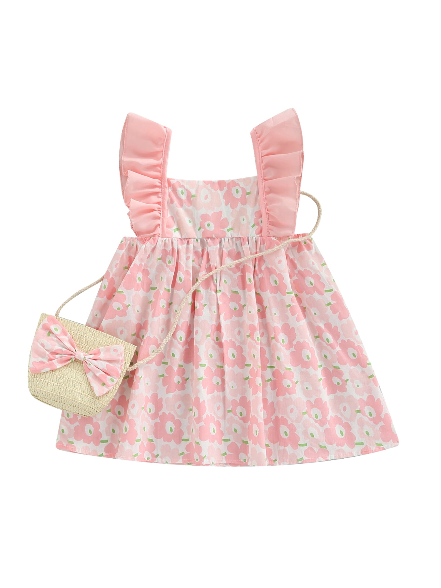 Chollius Toddler Baby Girl Casual Outfit Flower Print Fly Sleeve ...