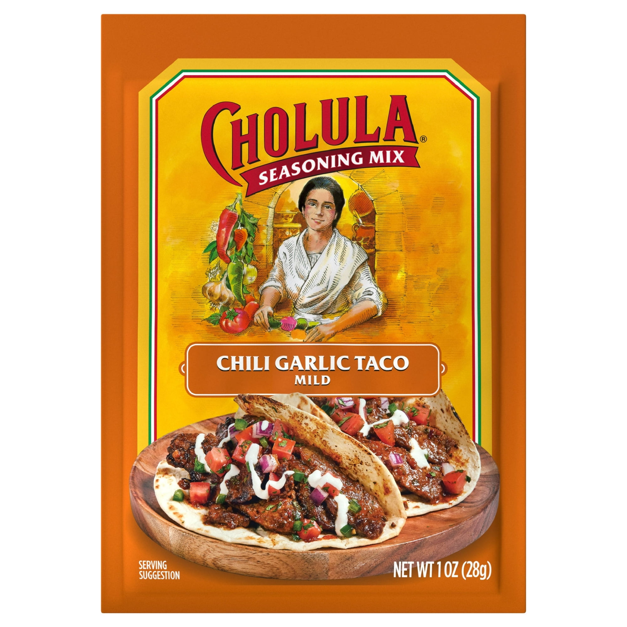 Cholula Chili Garlic Taco Mild Recipe Mix 1 oz Envelope (Pack of 6 ...
