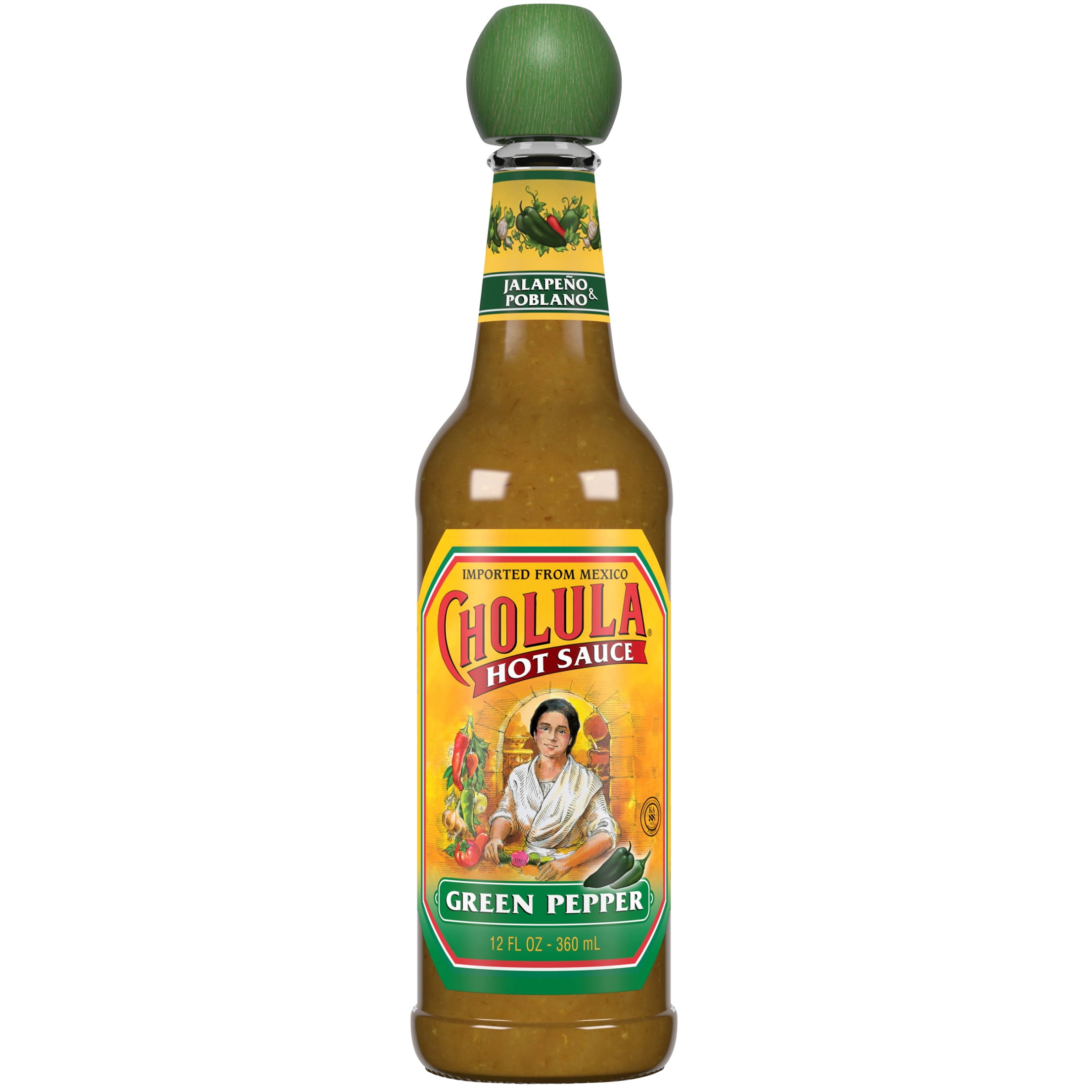 Cholula Kosher Green Pepper Hot Sauce, Zesty Jalapeno & Poblano, 12 fl ...