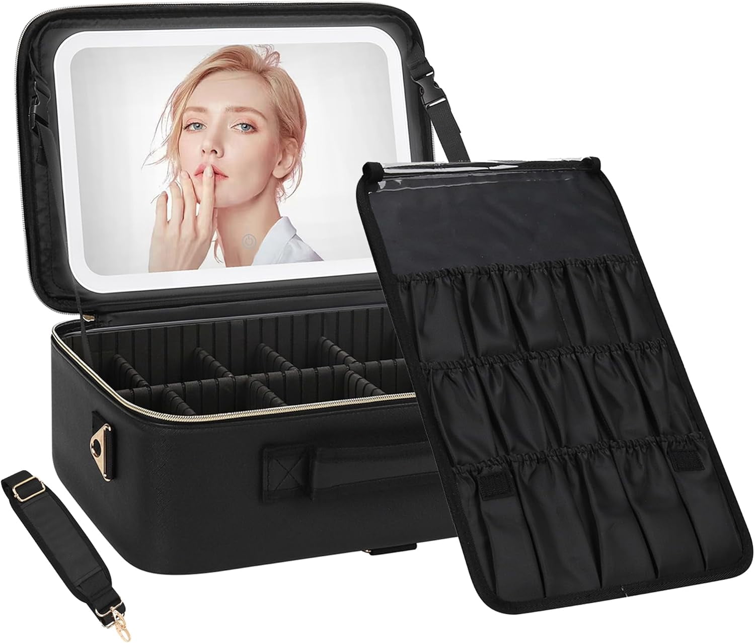 Chomeiu Makeup Bag with LED Mirror, Large Train Case for Makeup Artists ...