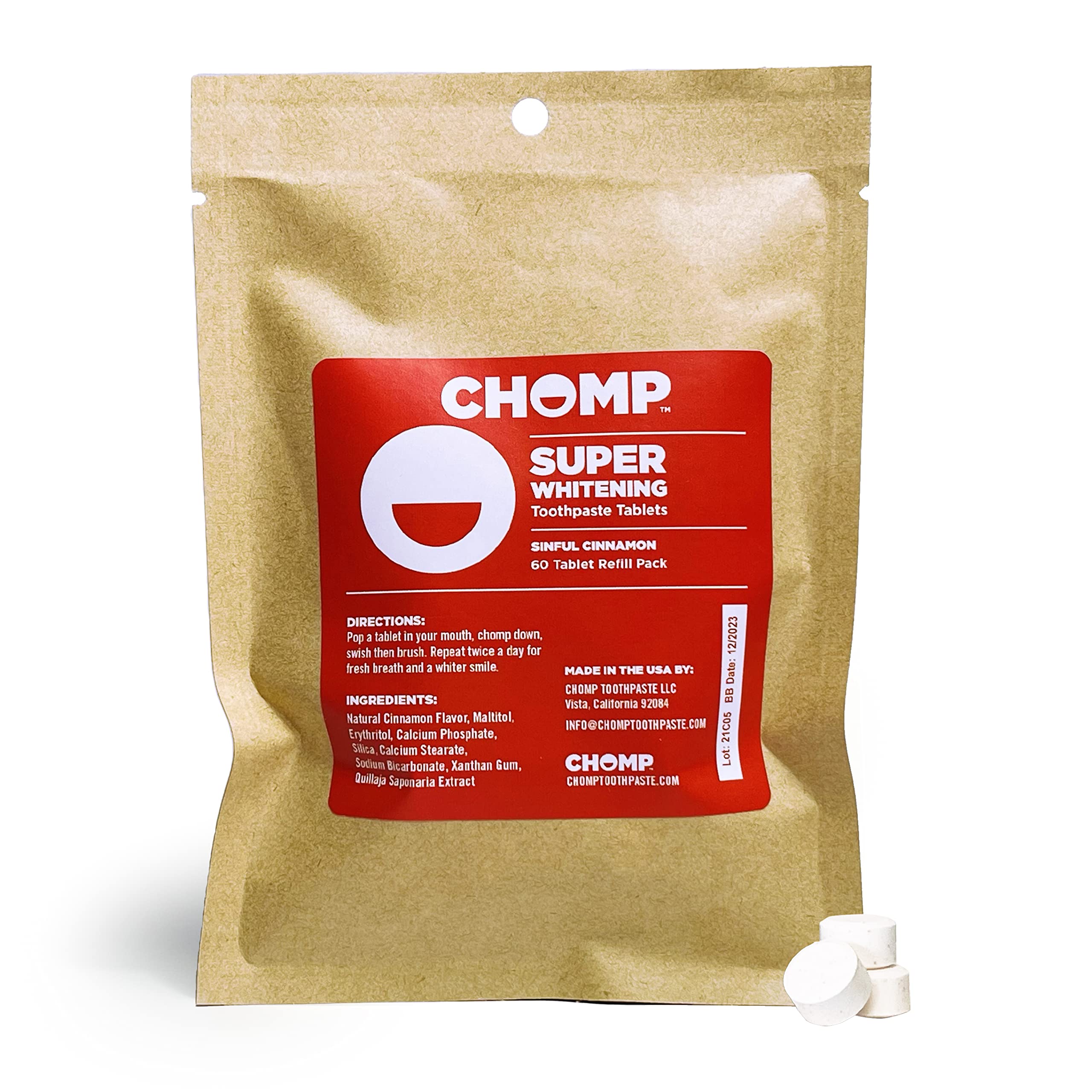 Chomp Toothpaste Tablets Refill Cinnamon - Walmart.com