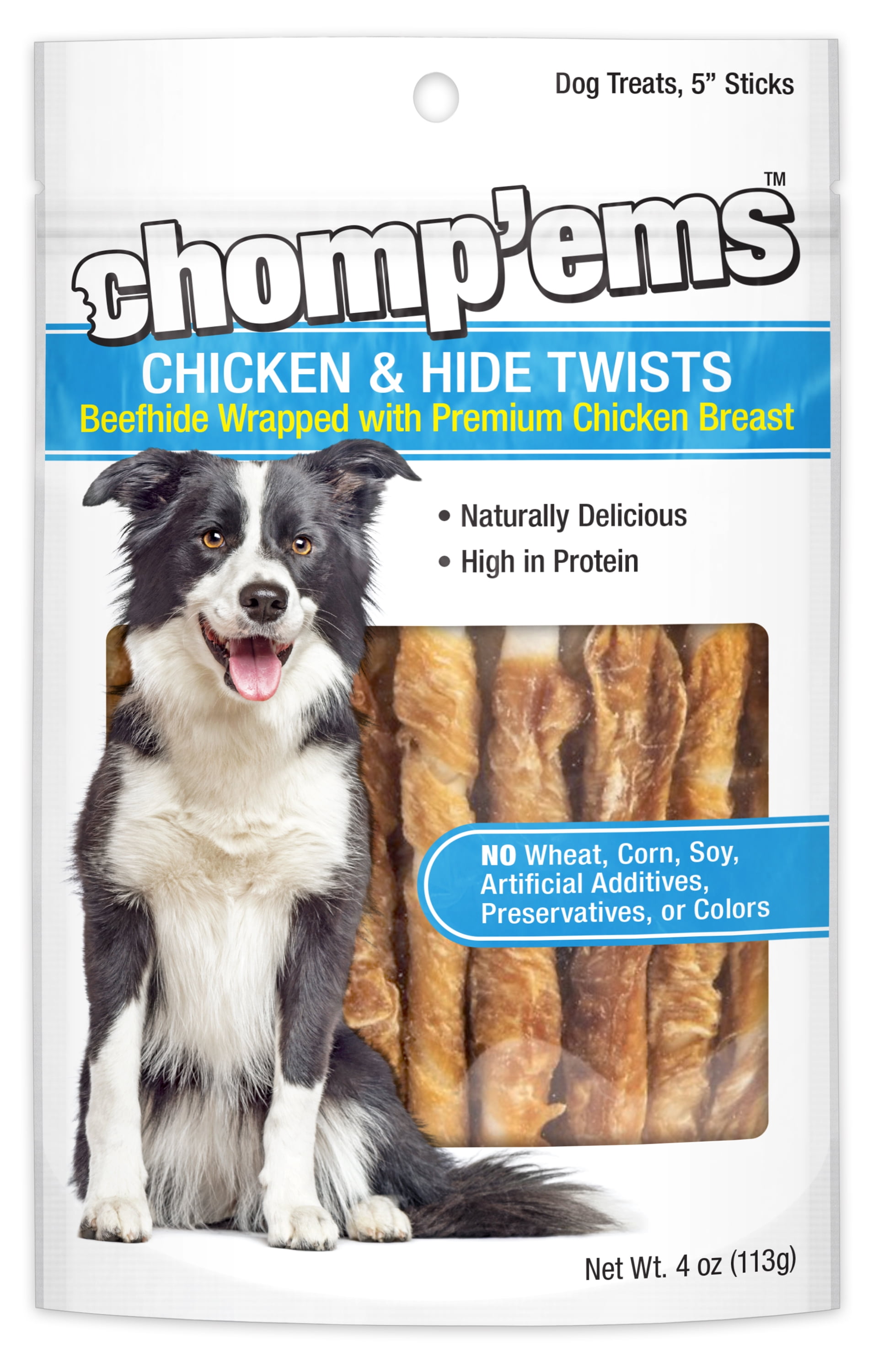 Chomp'ems Chicken Hide Twists, 4 oz - All Natural Rawhide Wrapped with ...