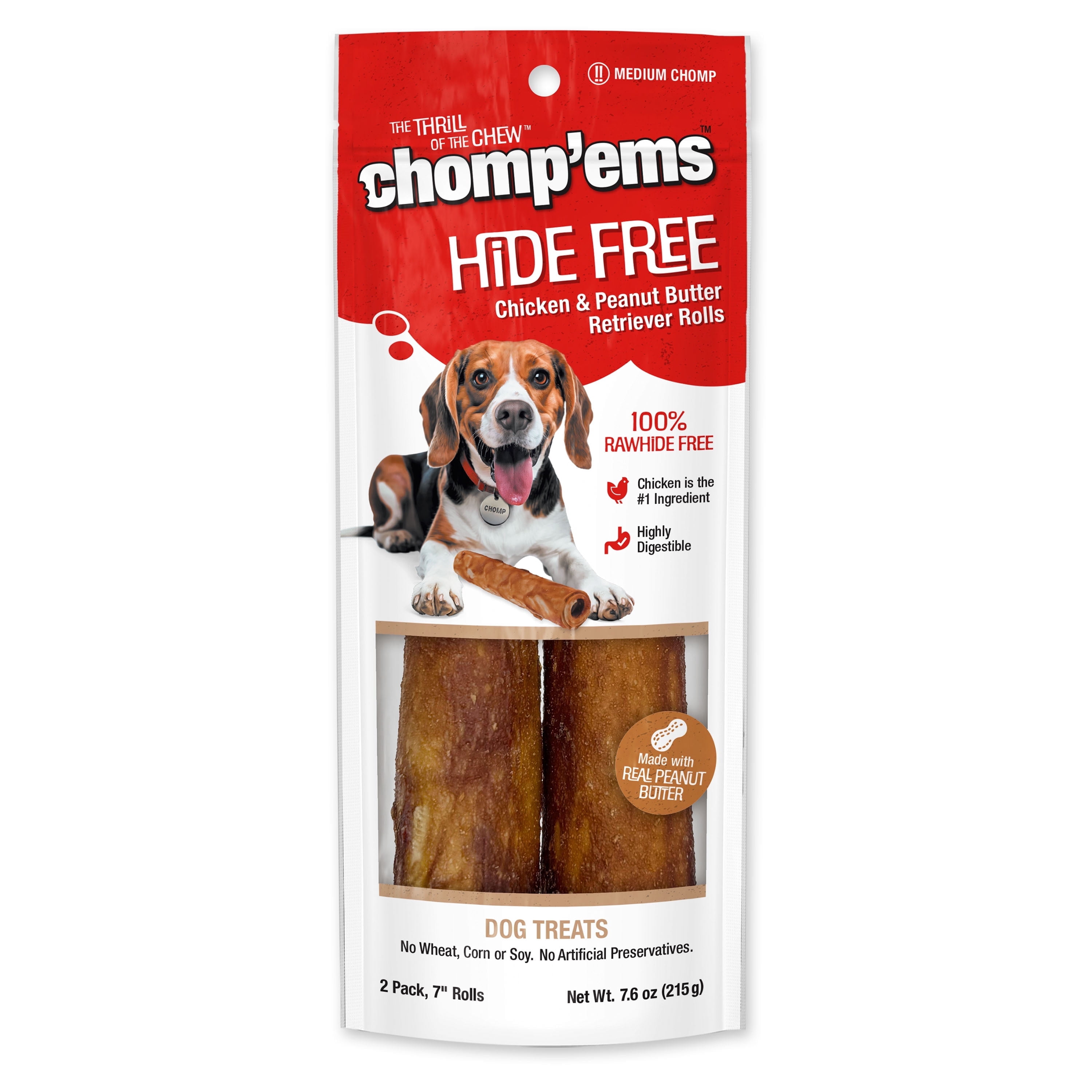 Chomp 'ems Chicken & Peanut Butter Hide Free Dog Chews - Rawhide Free ...