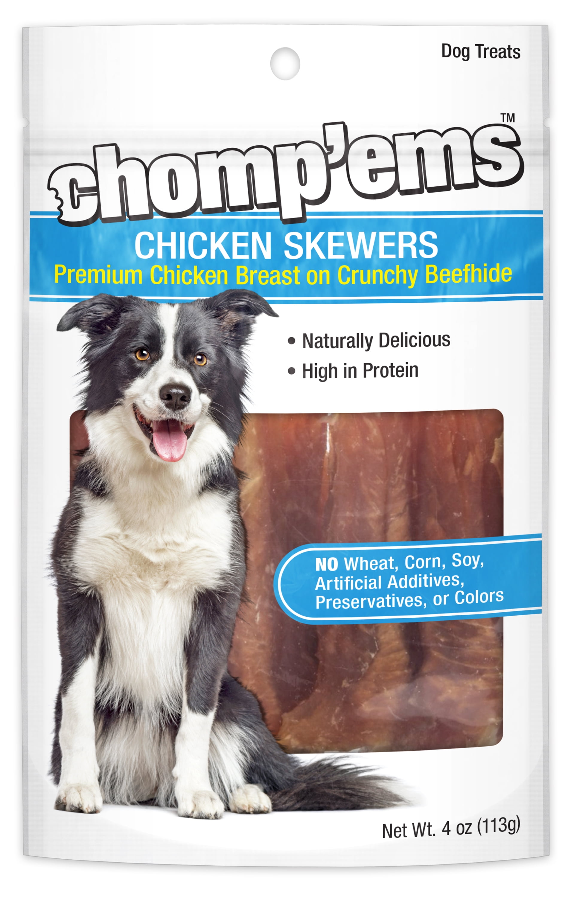 Chomp'ems Chicken Skewers, 4 oz - All Natural Rawhide Wrapped with ...