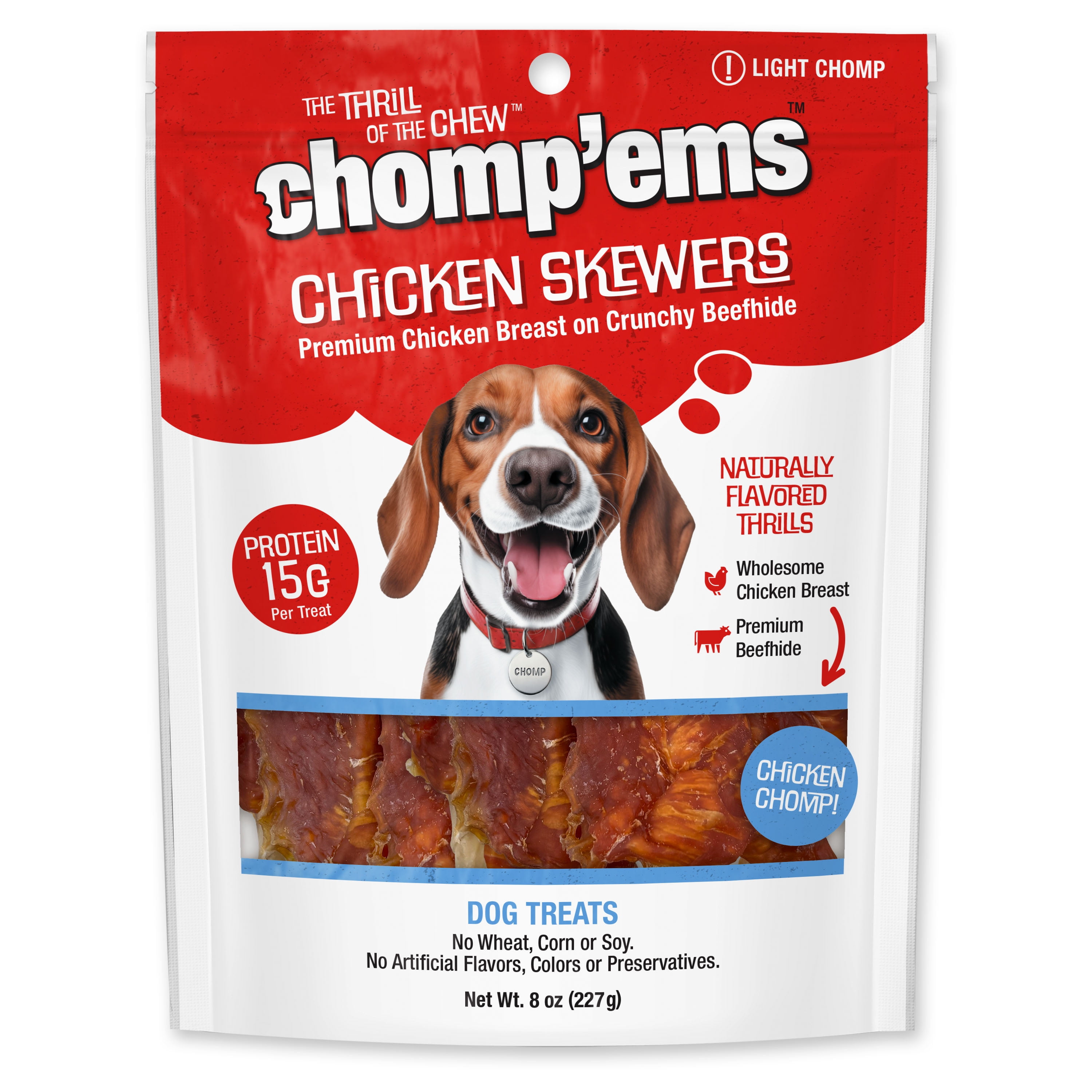 Chomp'ems Chicken Skewers, 8 oz - All Natural Rawhide Wrapped with ...