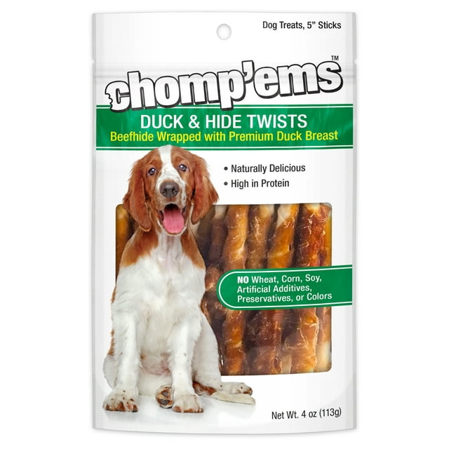 Chomp'ems Duck Hide Twists, 4 oz - All Natural Rawhide Wrapped with ...